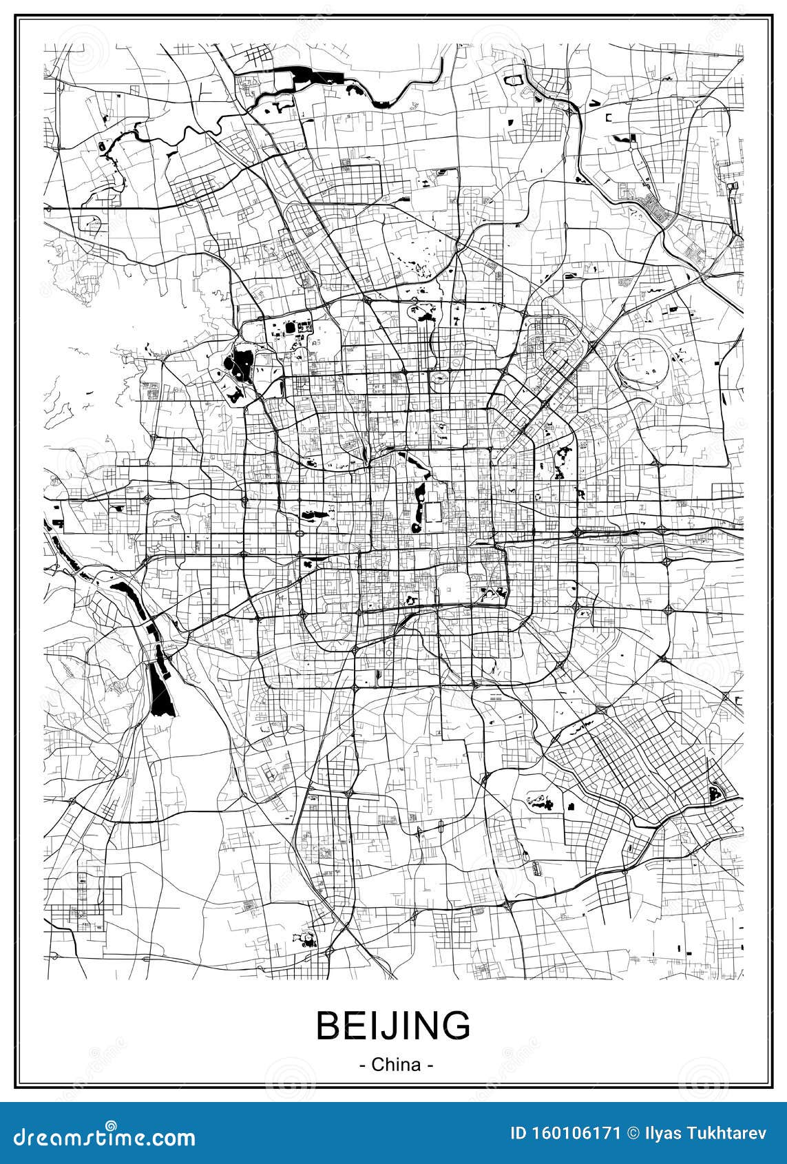 Mapa De La Ciudad De Beijing, China Stock de ilustración - Ilustración ...