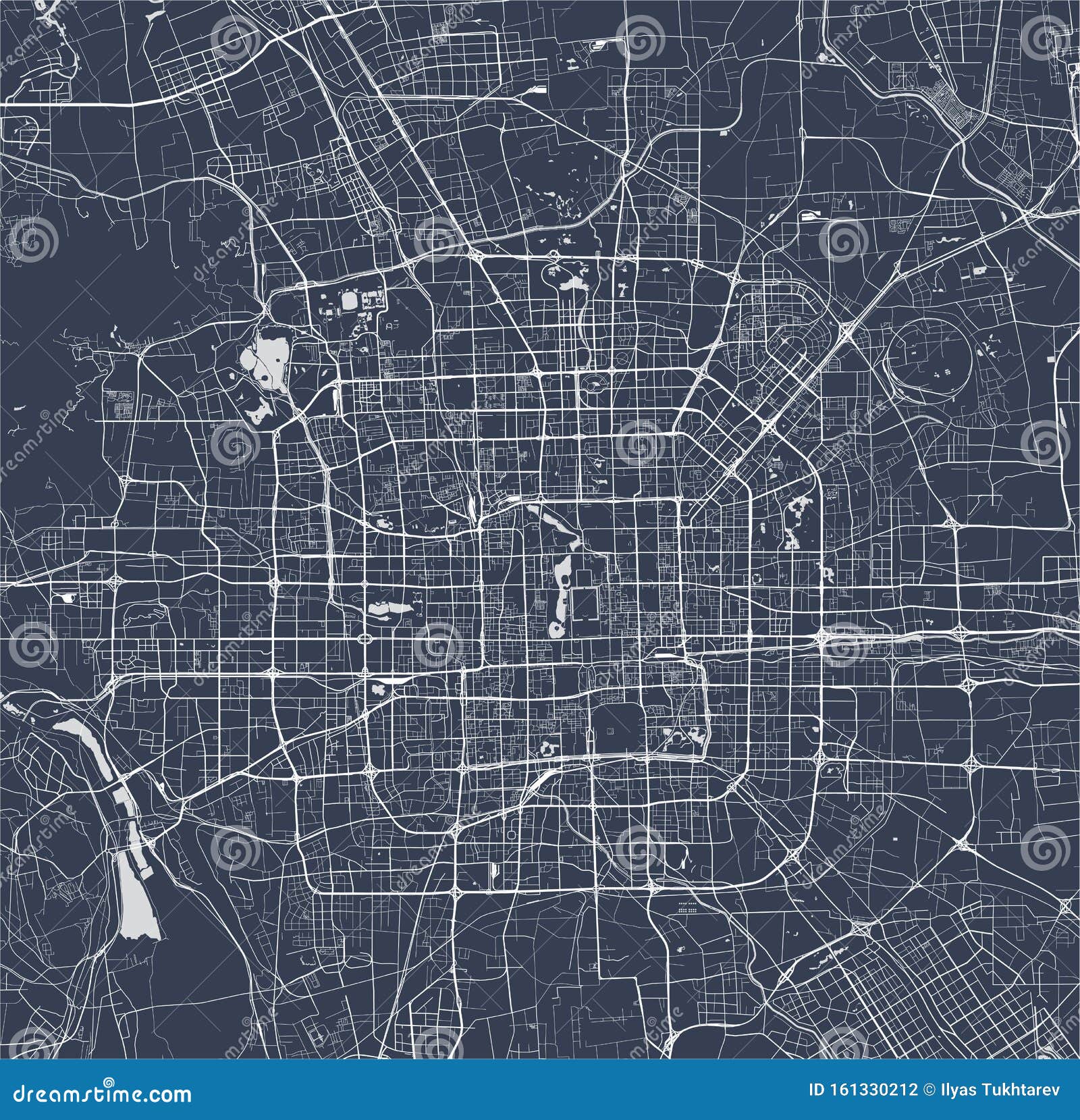 Mapa De La Ciudad De Beijing, China Ilustración del Vector ...