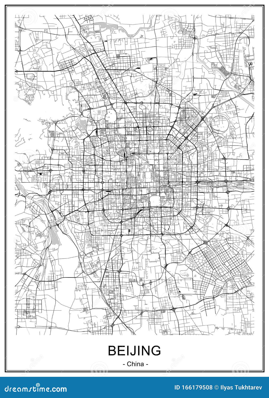 Mapa De La Ciudad De Beijing, China Ilustración del Vector ...