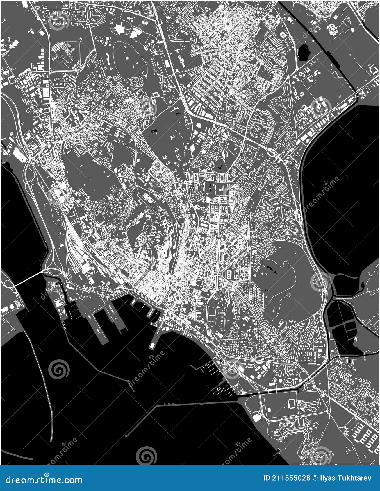 Mapa De La Ciudad De Cagliari Sardinia Italia Ilustración del Vector ...