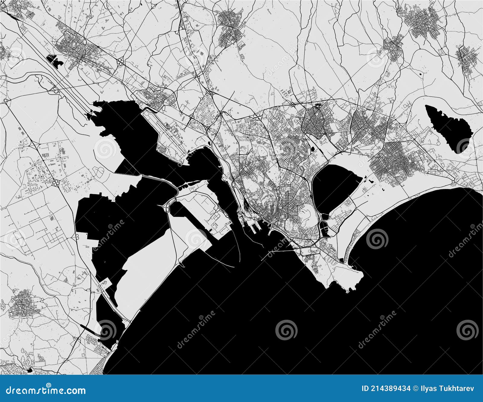 Mapa De La Ciudad De Cagliari Sardinia Italia Ilustración del Vector ...