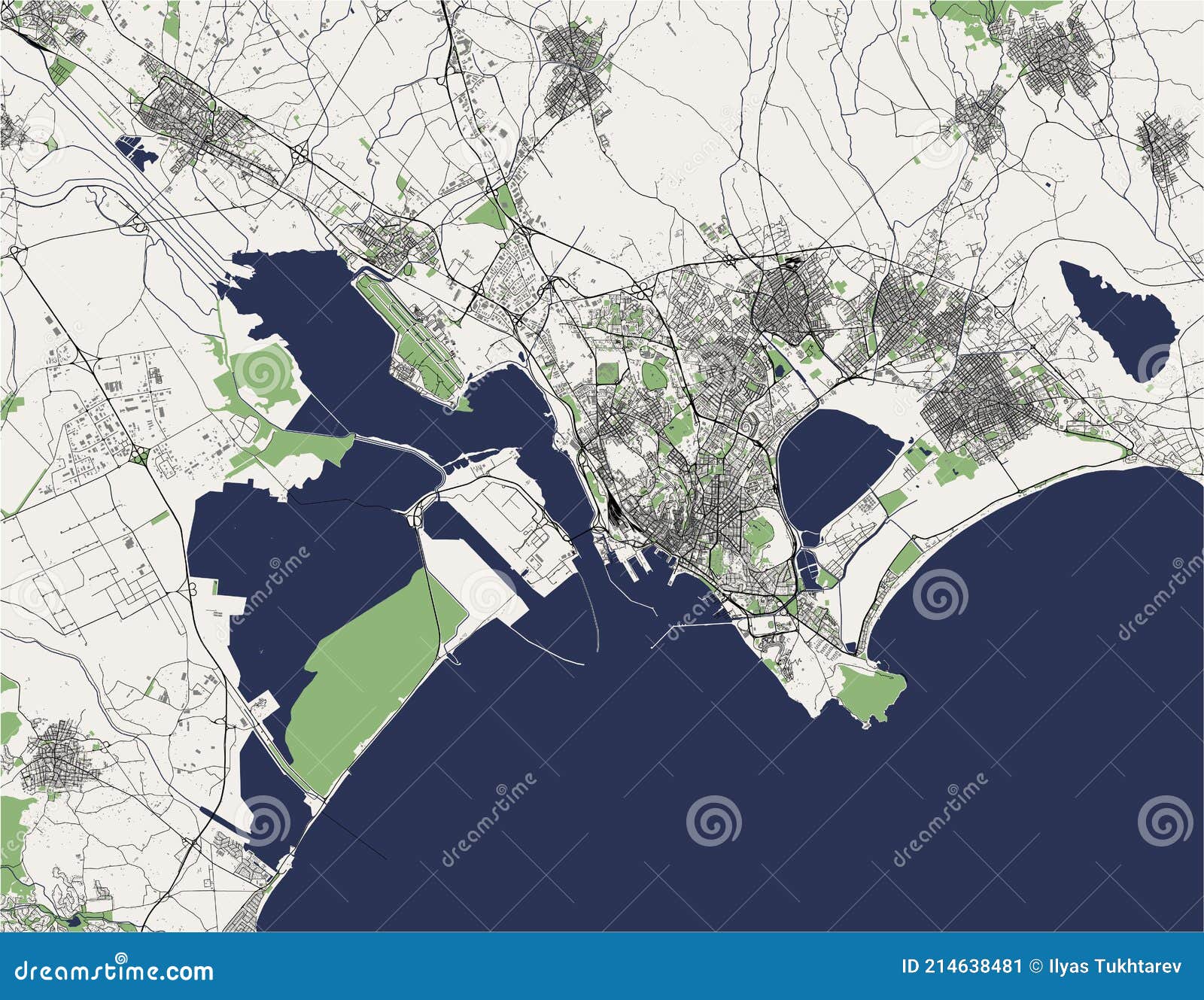 Mapa De La Ciudad De Cagliari Sardinia Italia Ilustración del Vector ...