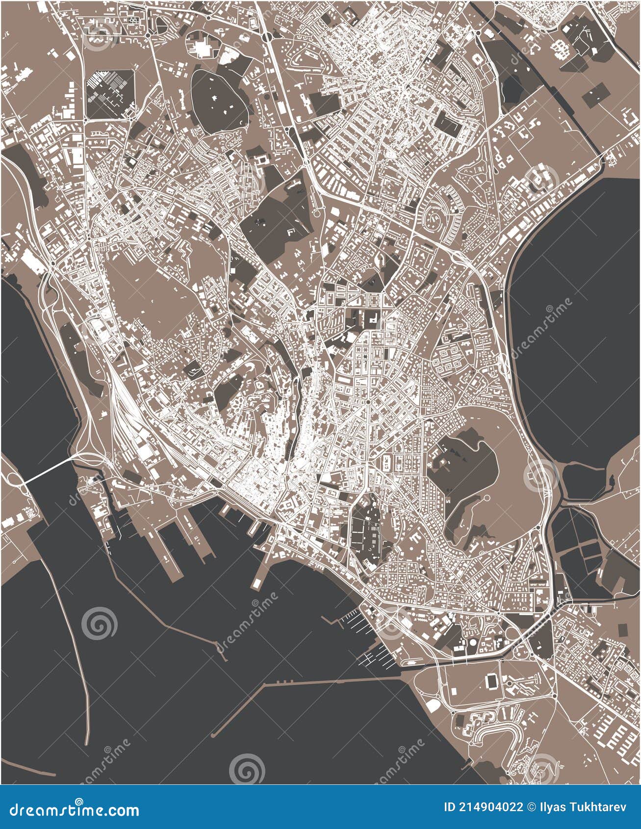 Mapa De La Ciudad De Cagliari Sardinia Italia Ilustración del Vector ...