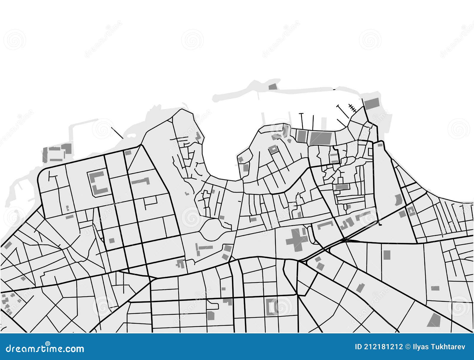 Mapa De La Ciudad De Chania Crete Grecia Ilustración del Vector ...