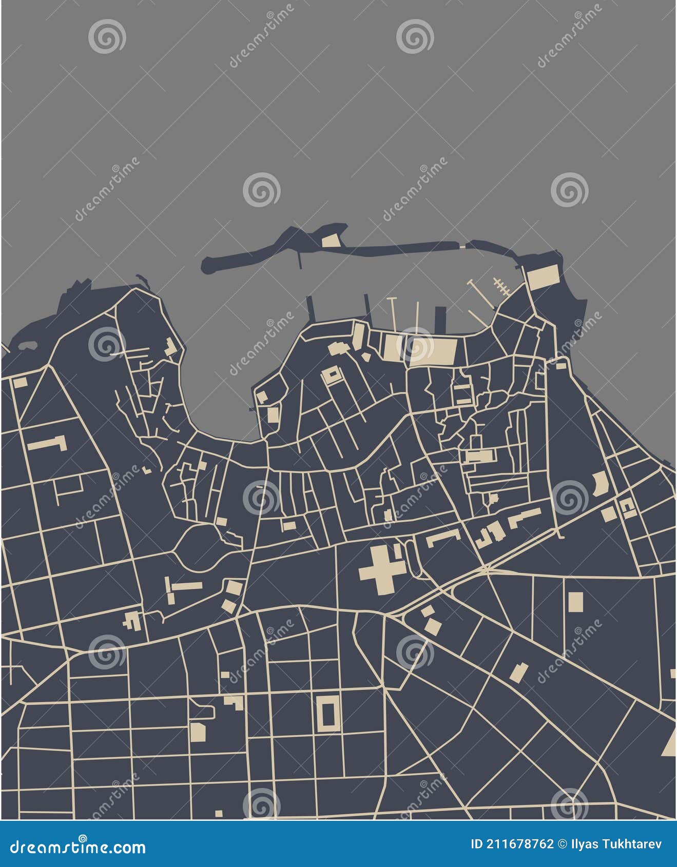 Mapa De La Ciudad De Chania Crete Grecia Ilustración del Vector ...