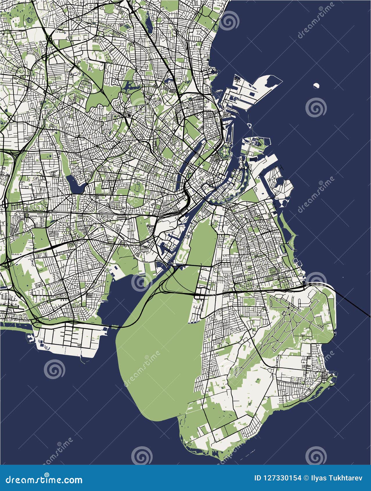 Mapa De La Ciudad De Copenhague, Dinamarca Stock de ilustración ...