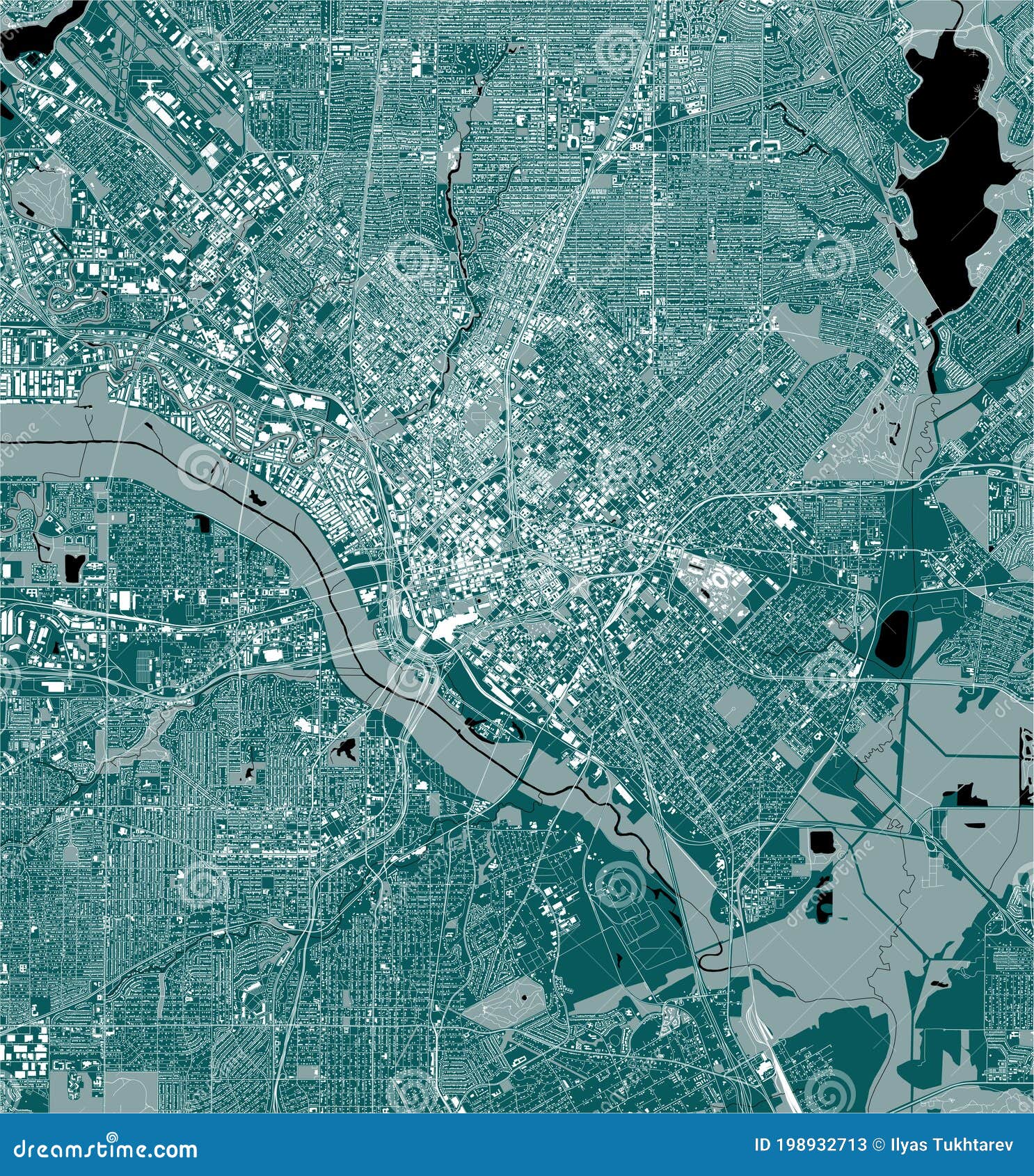 Mapa De La Ciudad De Dallas Texas Usa Imagen de archivo - Imagen de ...
