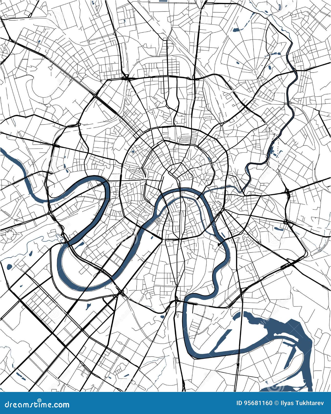 Mapa De La Ciudad De Moscú, Rusia Ilustración del Vector - Ilustración ...