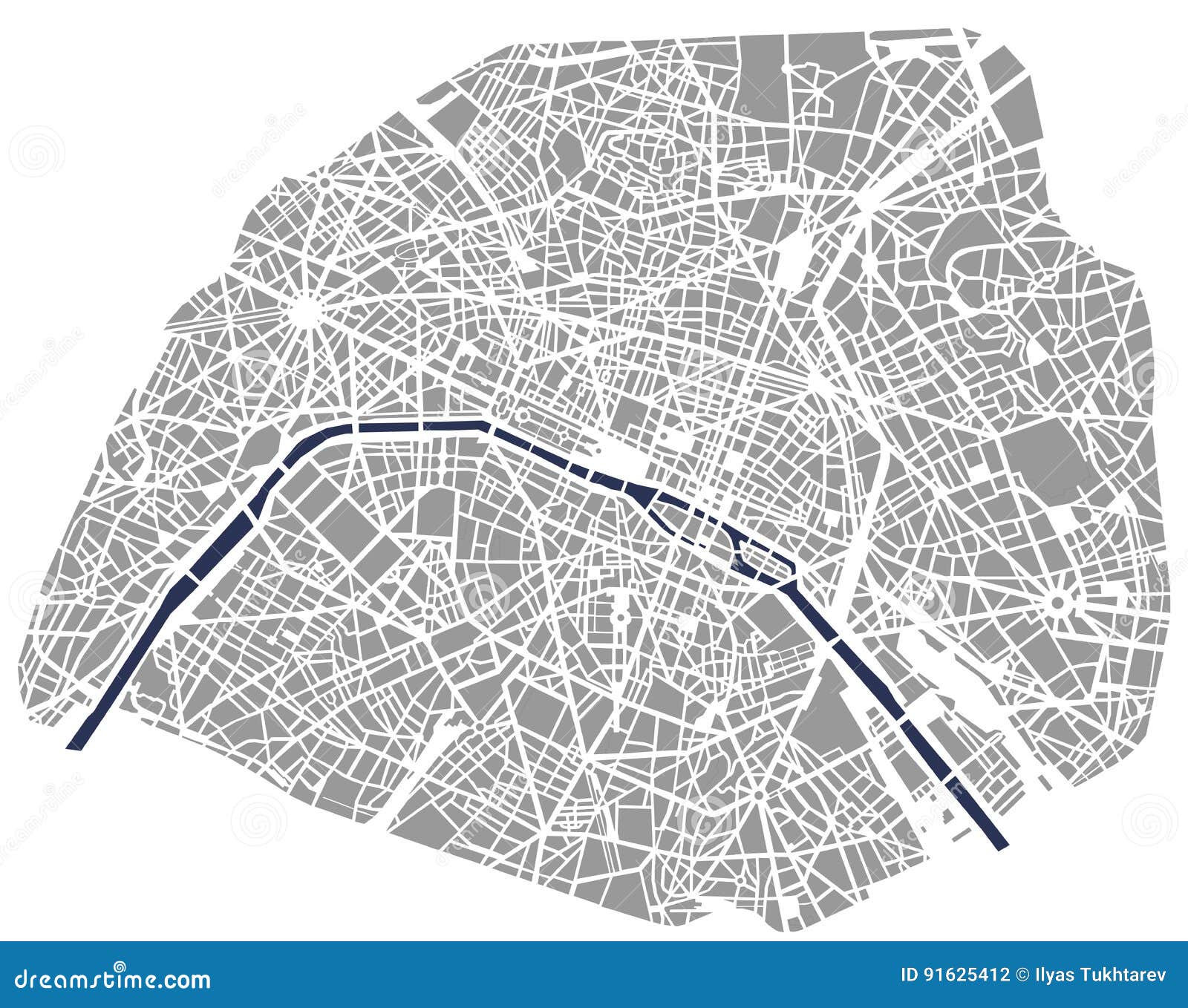 Mapa De La Ciudad De París, Francia Ilustración del Vector ...