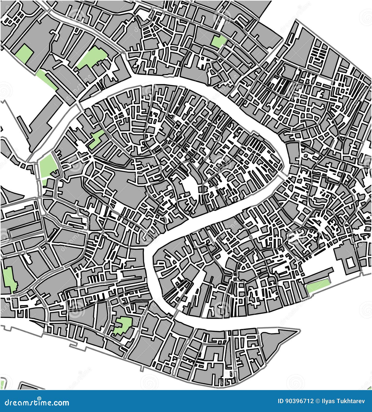 Mapa De La Ciudad De Venecia, Italia Stock de ilustración - Ilustración ...