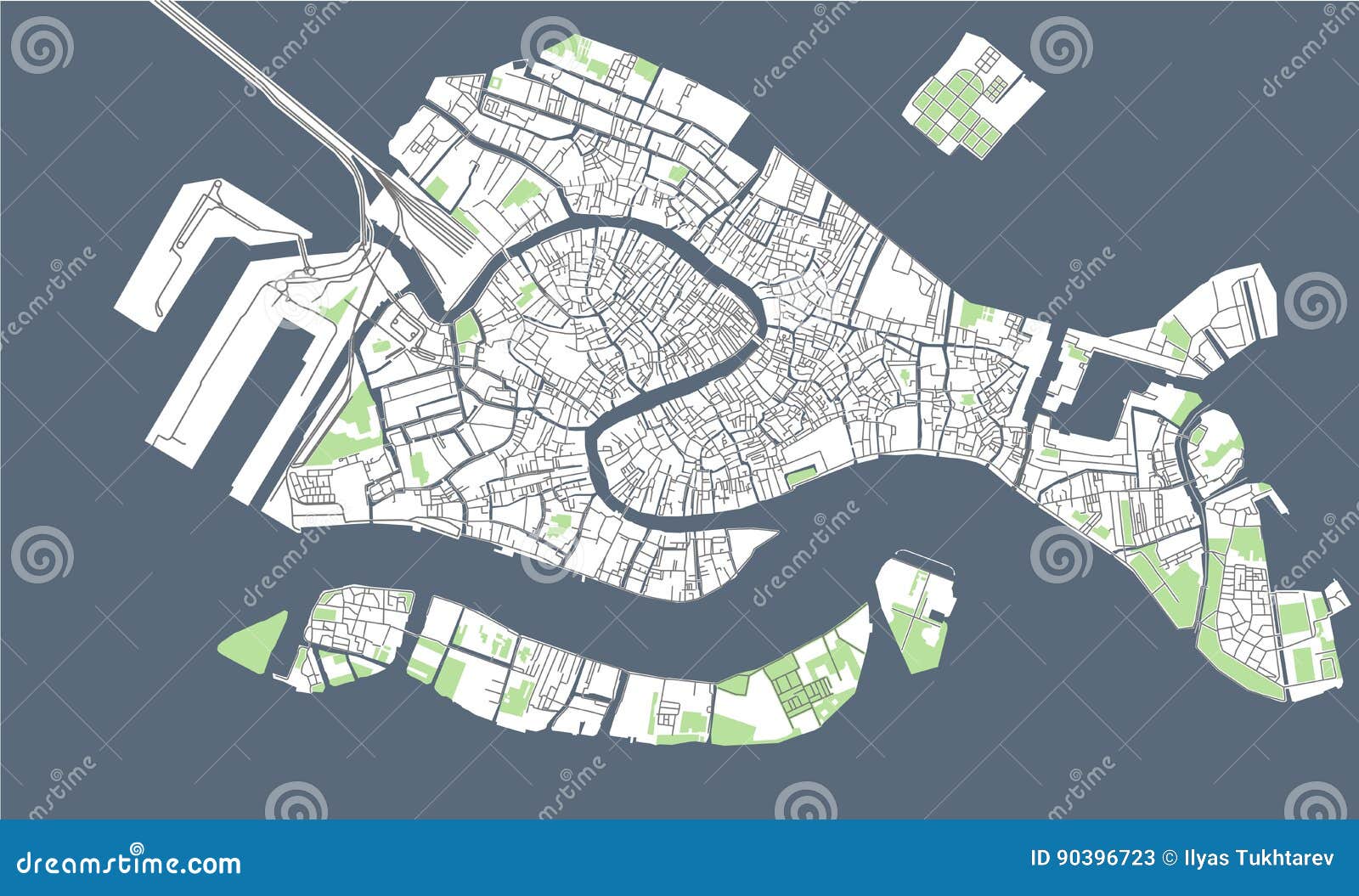 Mapa De La Ciudad De Venecia, Italia Stock de ilustración - Ilustración ...