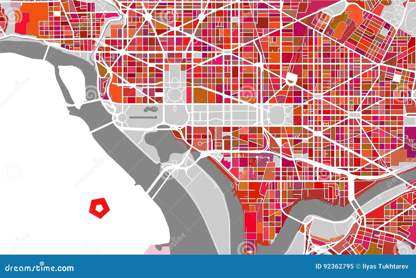 Mapa De La Ciudad De Washington, D C , Los E Ilustración del Vector ...
