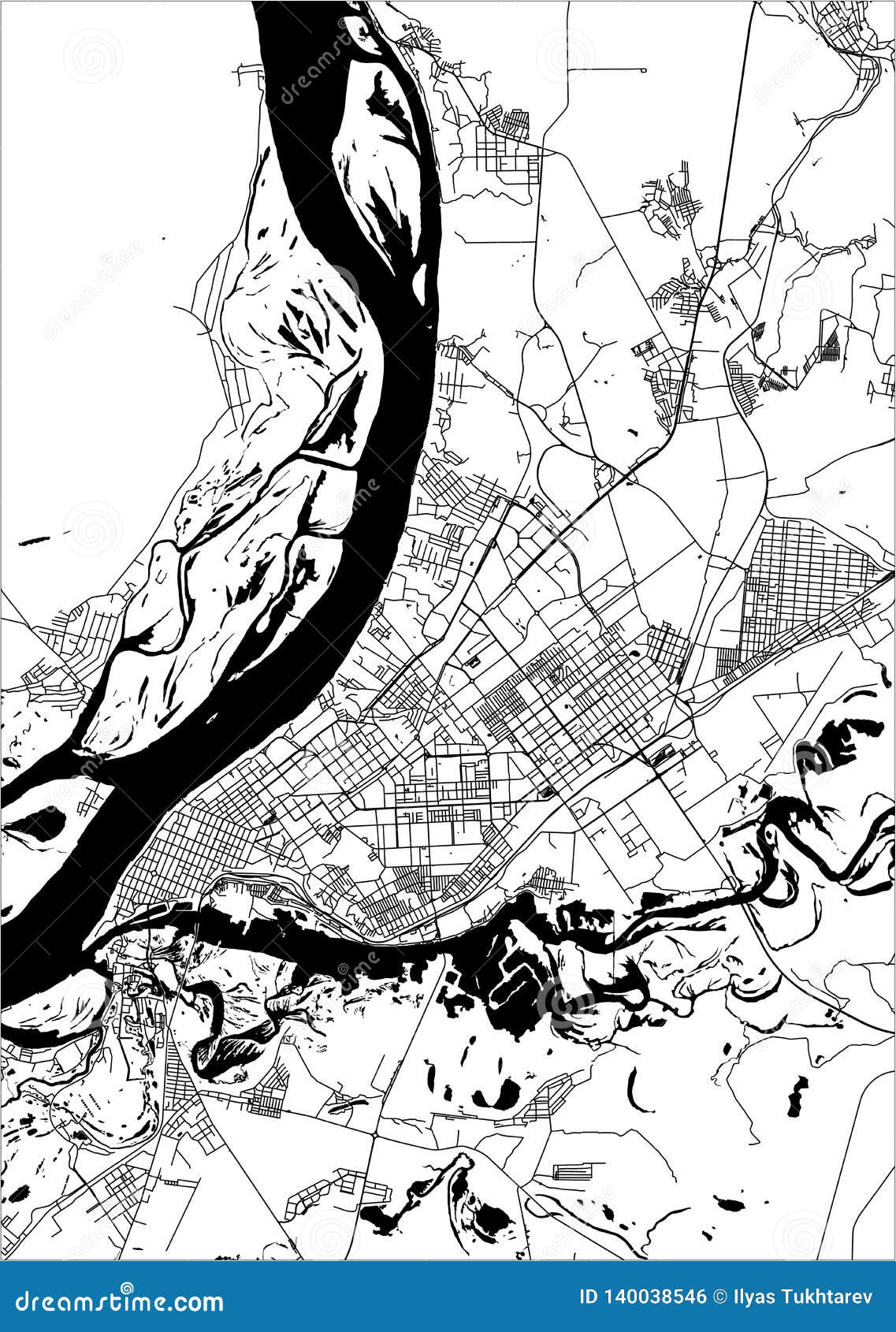 Mapa De La Ciudad Del Samara, Rusia Stock de ilustración - Ilustración ...