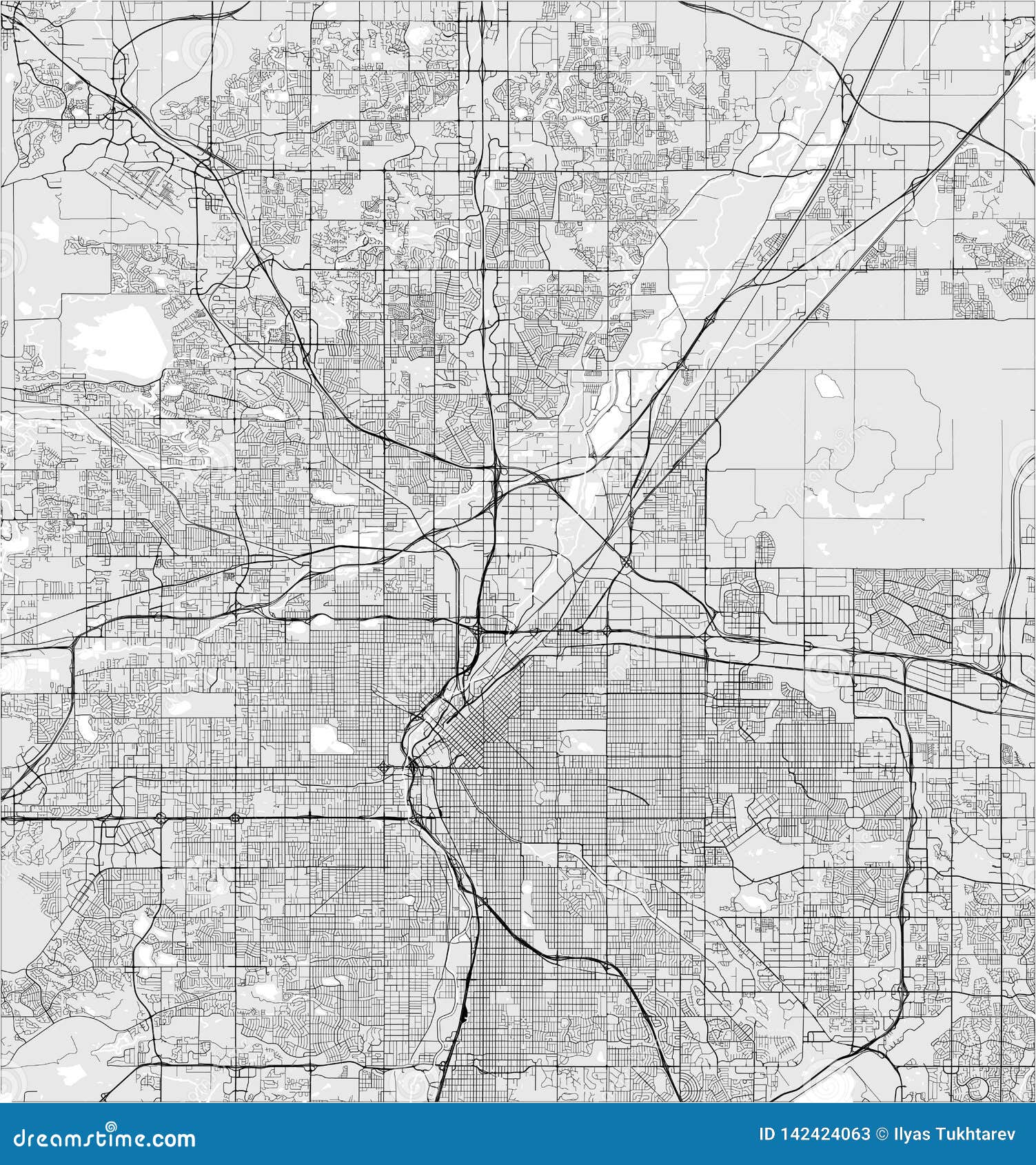 Mapa De La Ciudad De Denver, Colorado, Los E.E.U.U. Ilustración del ...