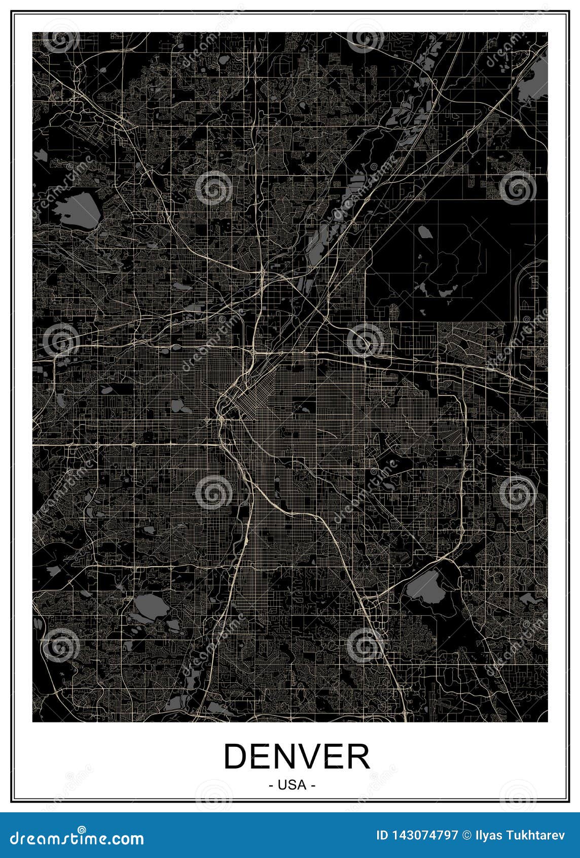 Mapa De La Ciudad De Denver, Colorado, Los E.E.U.U. Stock de ...