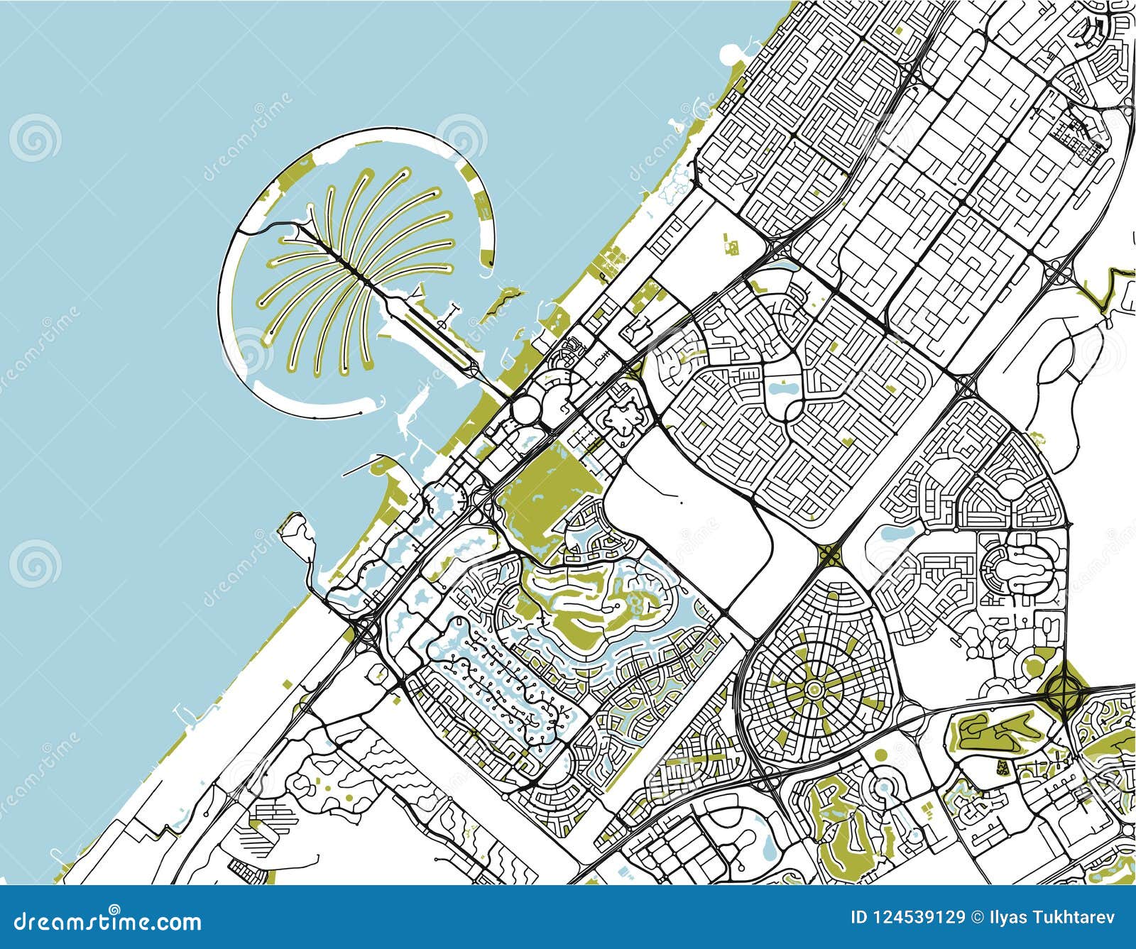 Mapa De La Ciudad De Dubai, United Arab Emirates UAE Stock de ...