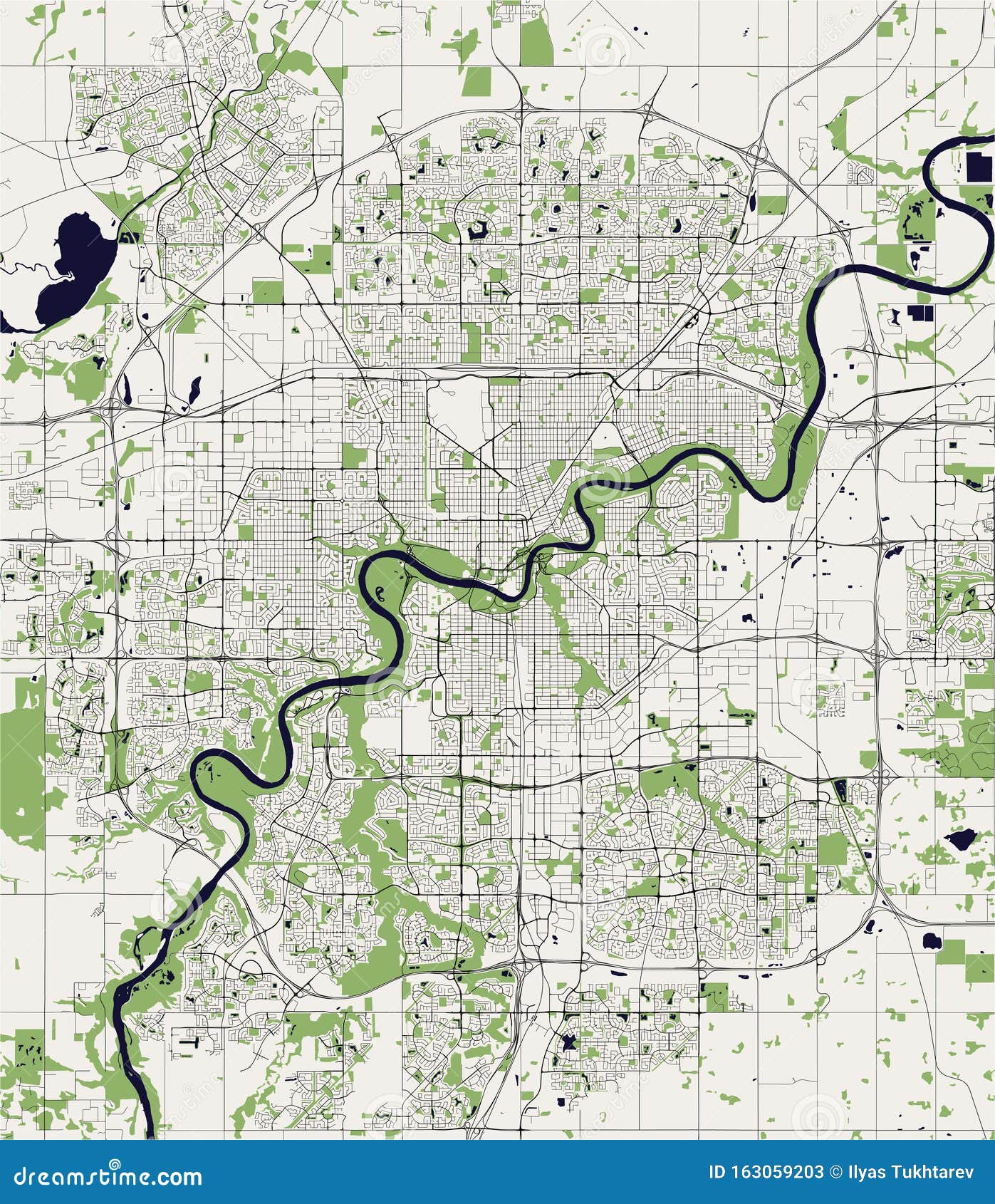 Mapa De La Ciudad De Edmonton, Canadá Stock de ilustración ...