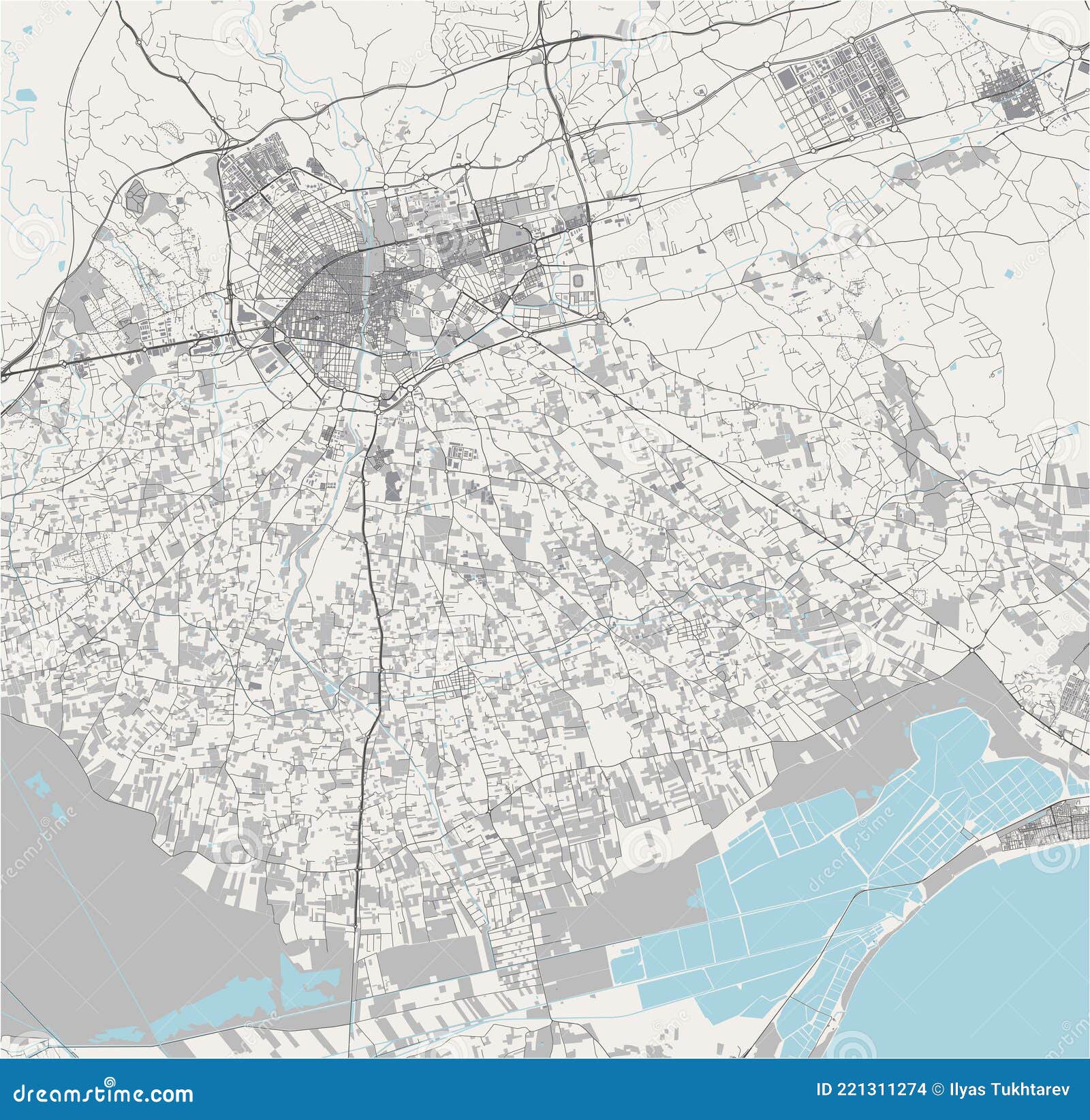 Mapa De La Ciudad De Elche España Ilustración del Vector - Ilustración ...