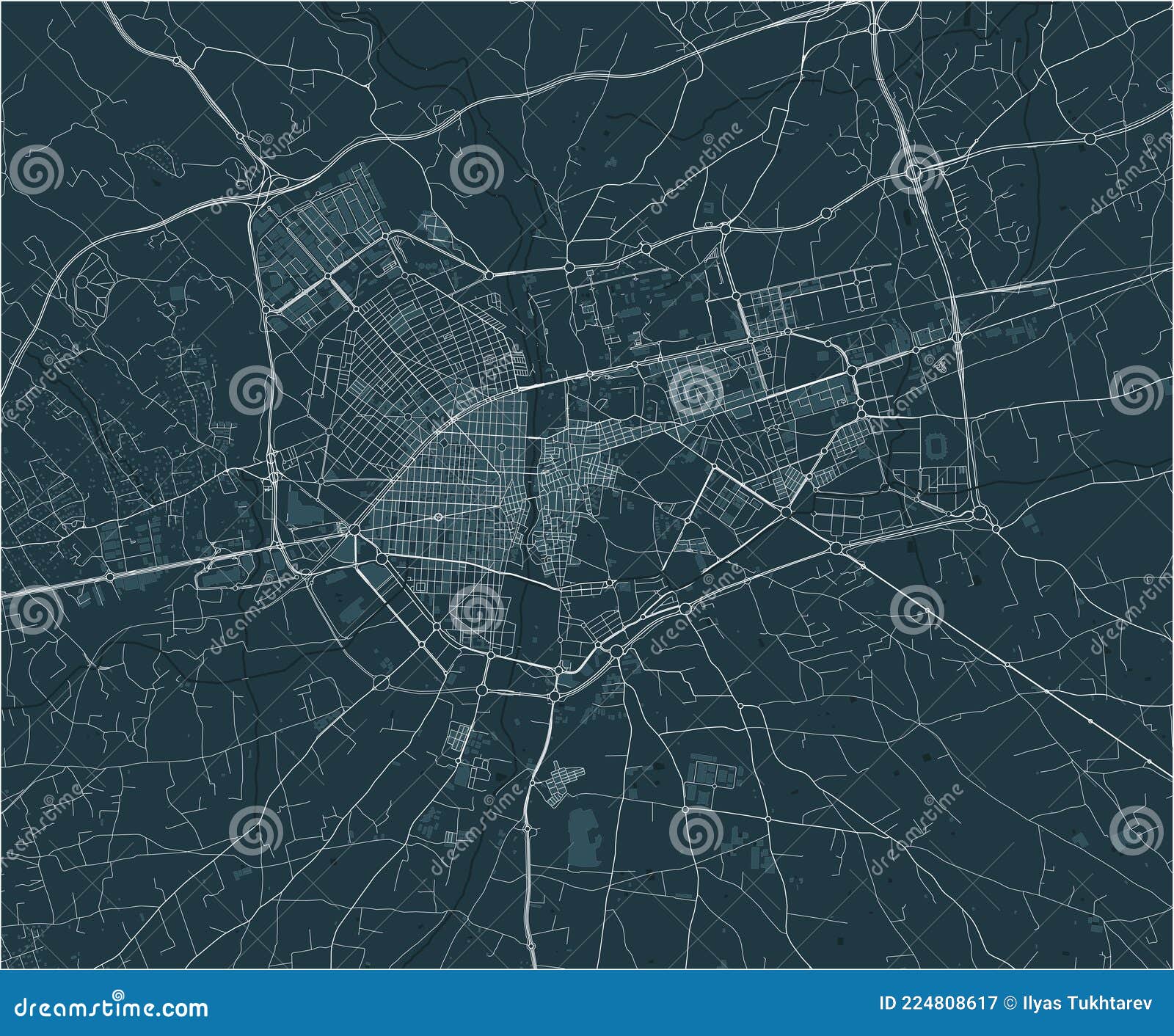 Mapa De La Ciudad De Elche España Stock de ilustración - Ilustración de ...