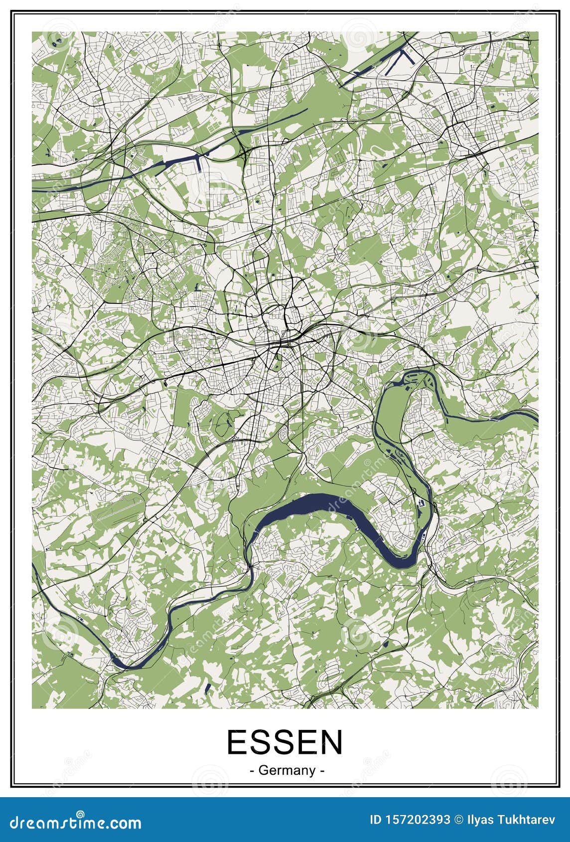 Mapa De La Ciudad De Essen, Alemania Stock de ilustración - Ilustración ...