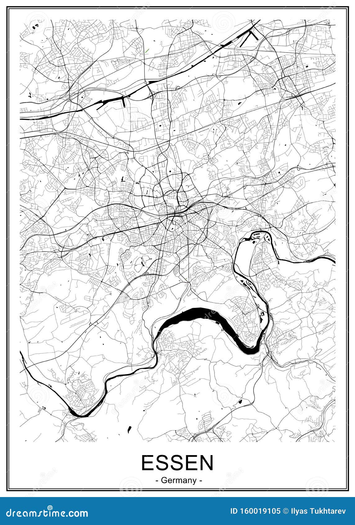Mapa De La Ciudad De Essen, Alemania Stock de ilustración - Ilustración ...