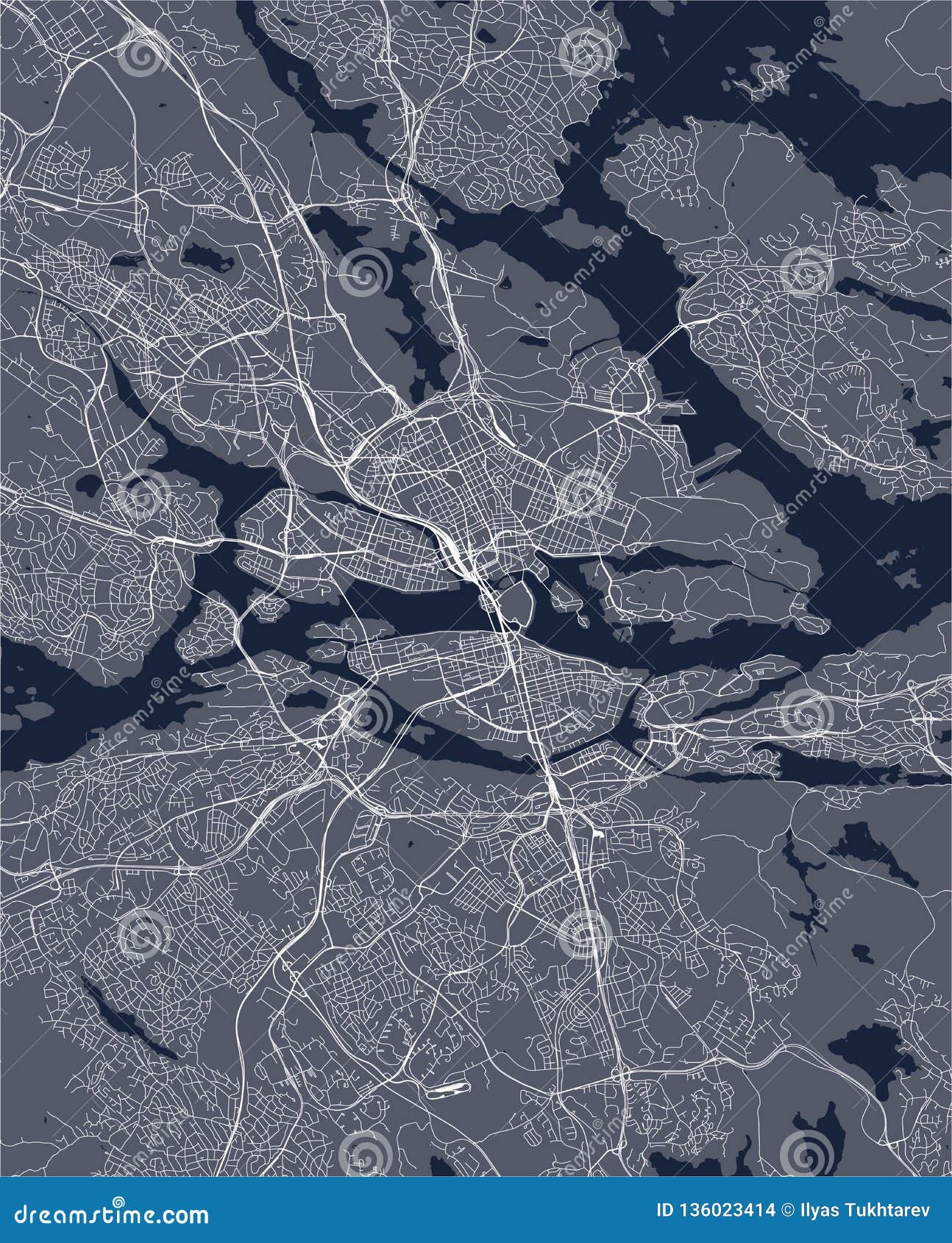 Mapa De La Ciudad De Estocolmo, Suecia Stock de ilustración ...