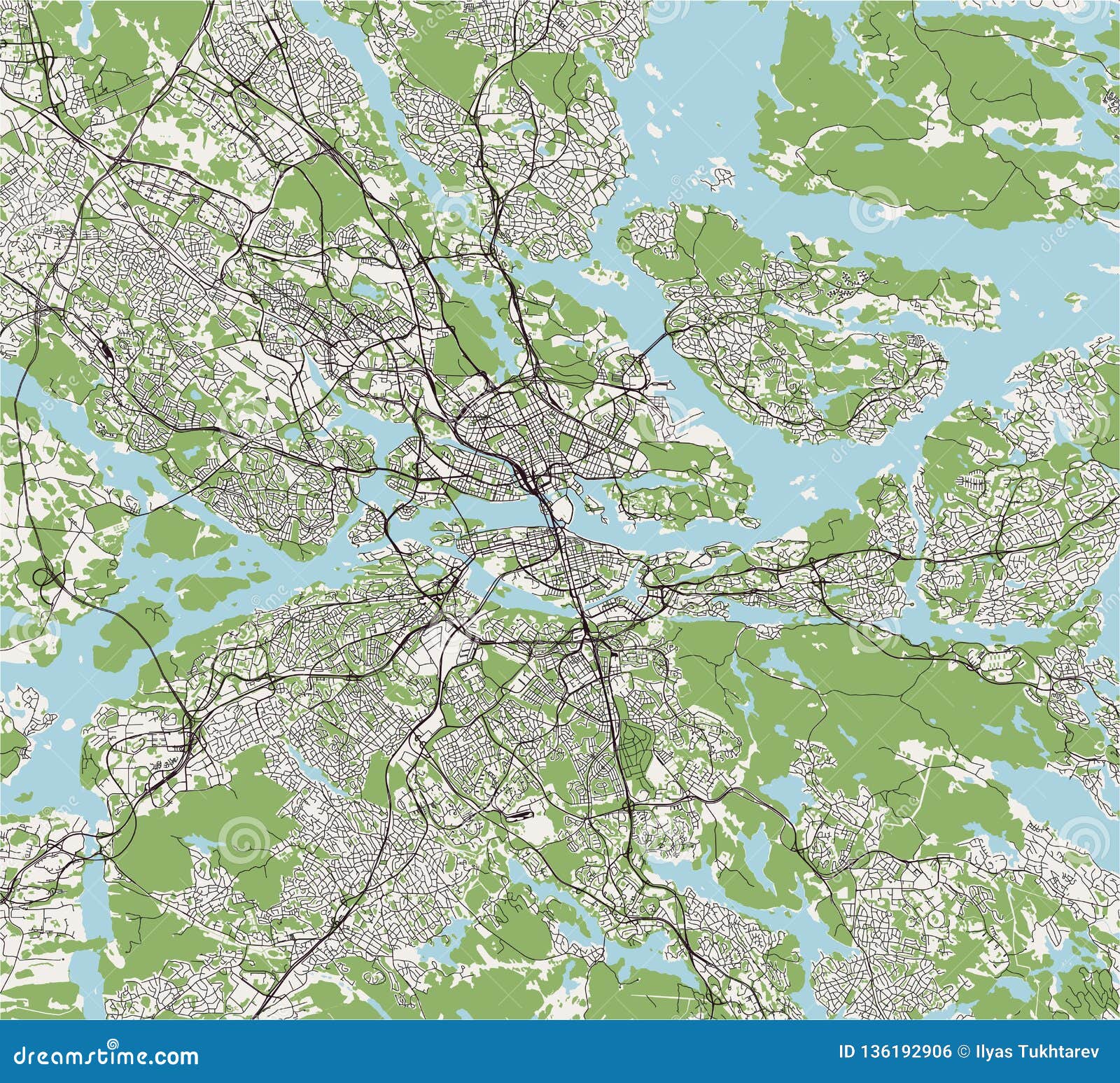 Mapa De La Ciudad De Estocolmo, Suecia Stock de ilustración ...