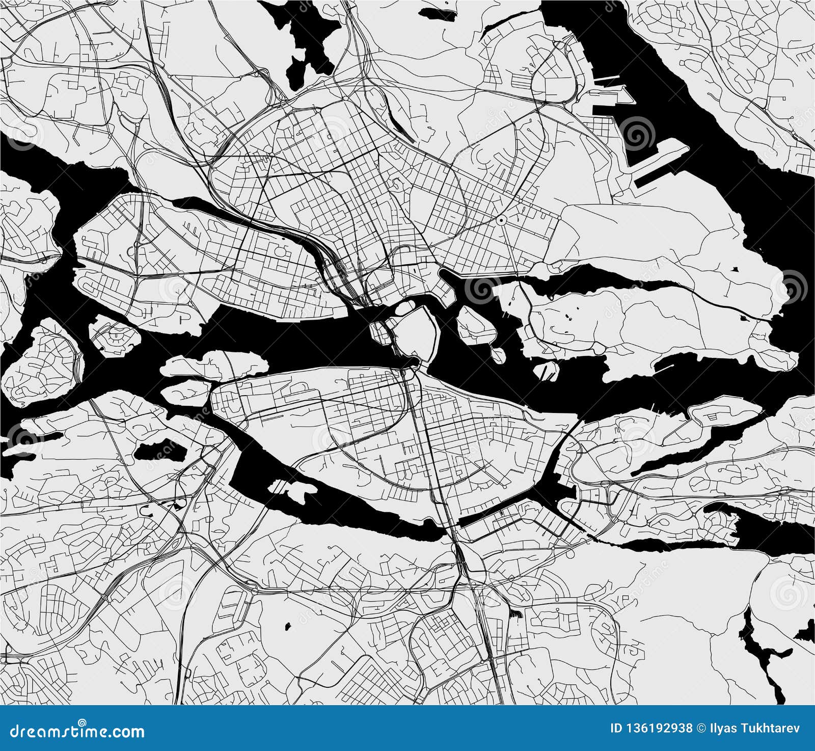 Mapa De La Ciudad De Estocolmo, Suecia Stock de ilustración ...