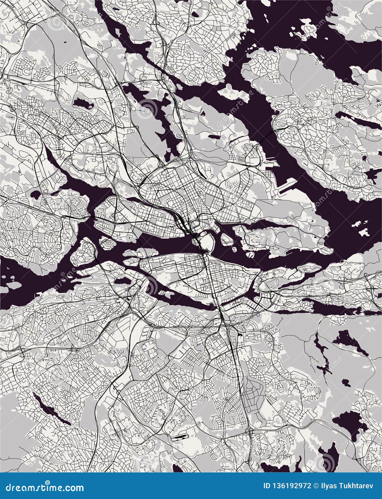 Mapa De La Ciudad De Estocolmo, Suecia Stock de ilustración ...