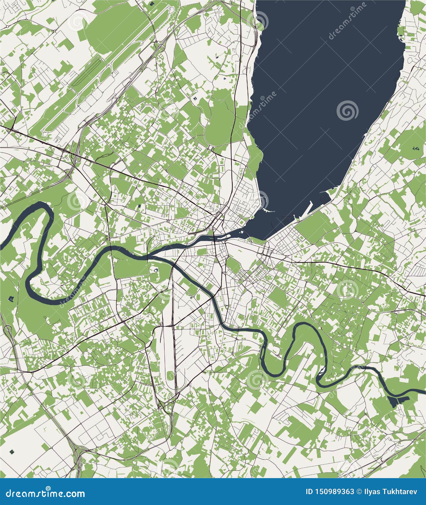 Mapa De La Ciudad De Ginebra, Suiza Ilustración del Vector ...