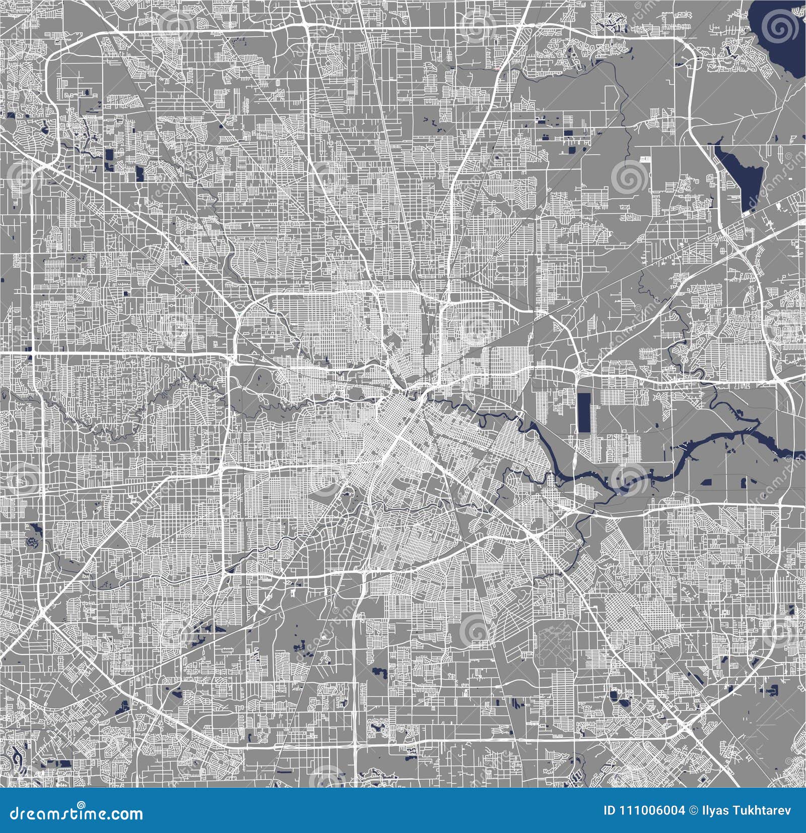 Mapa De La Ciudad De Houston, U S Estado De Tejas, Los E Ilustración ...