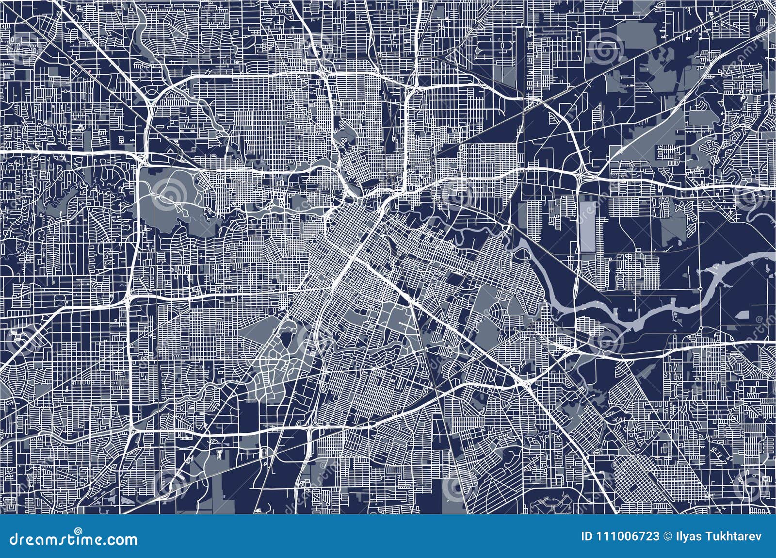 Mapa De La Ciudad De Houston, U S Estado De Tejas, Los E Ilustración ...