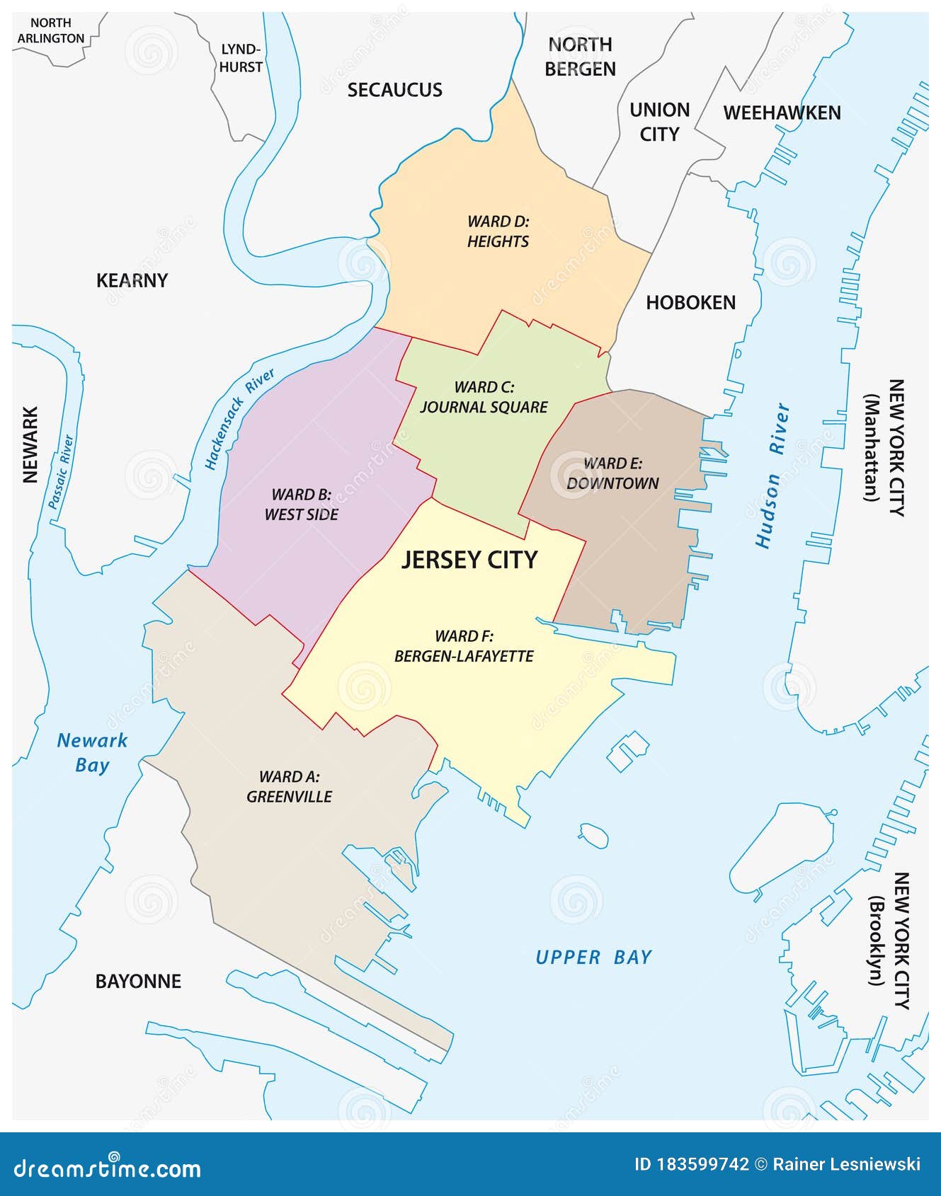 Mapa De La Ciudad De Jersey Nueva Jersey Usa Ilustración del Vector ...