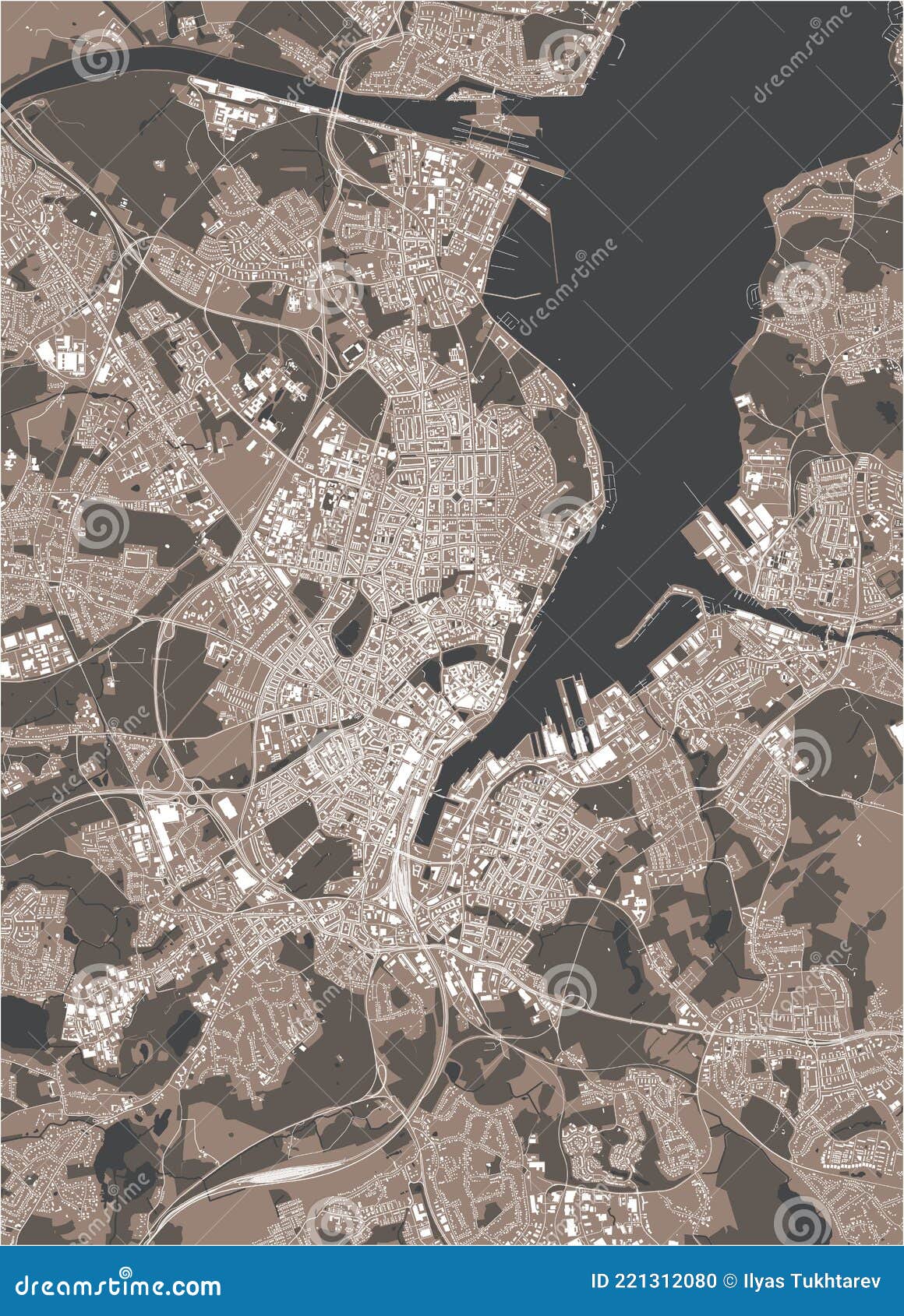 Mapa De La Ciudad De Kiel Alemania Ilustración del Vector - Ilustración ...