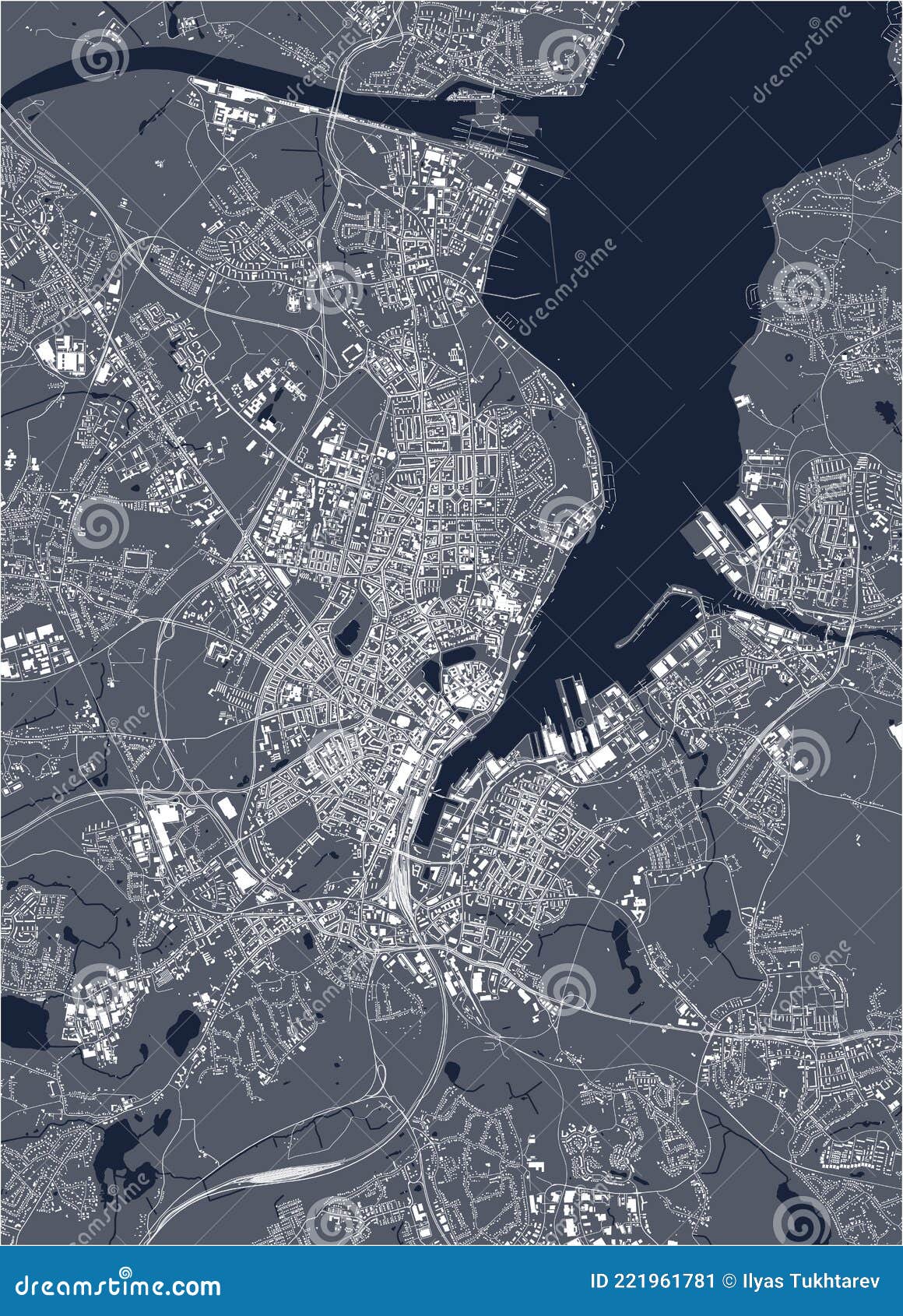 Mapa De La Ciudad De Kiel Alemania Stock de ilustración - Ilustración ...