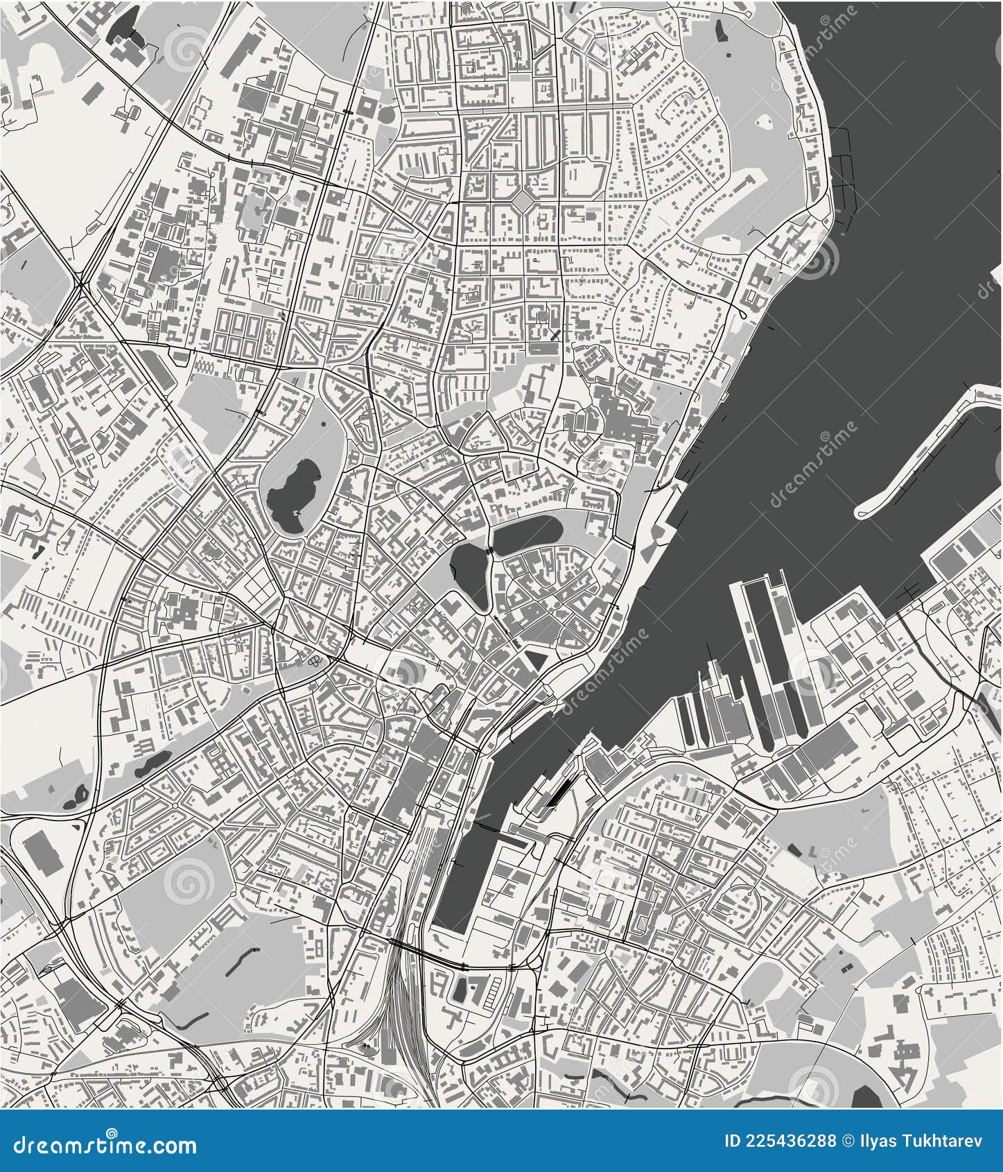 Mapa De La Ciudad De Kiel Alemania Stock de ilustración - Ilustración ...
