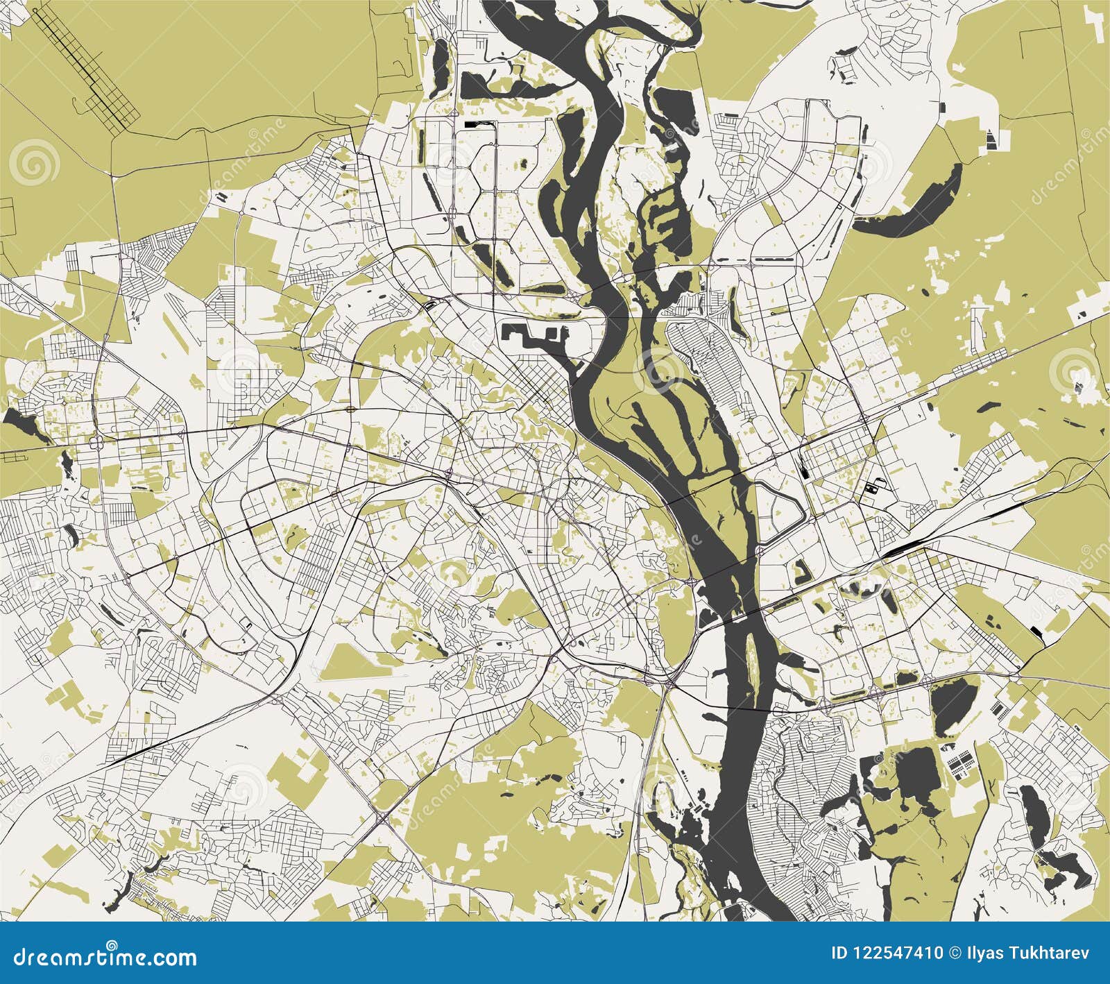 Mapa De La Ciudad De Kiev, Ucrania Ilustración del Vector - Ilustración ...