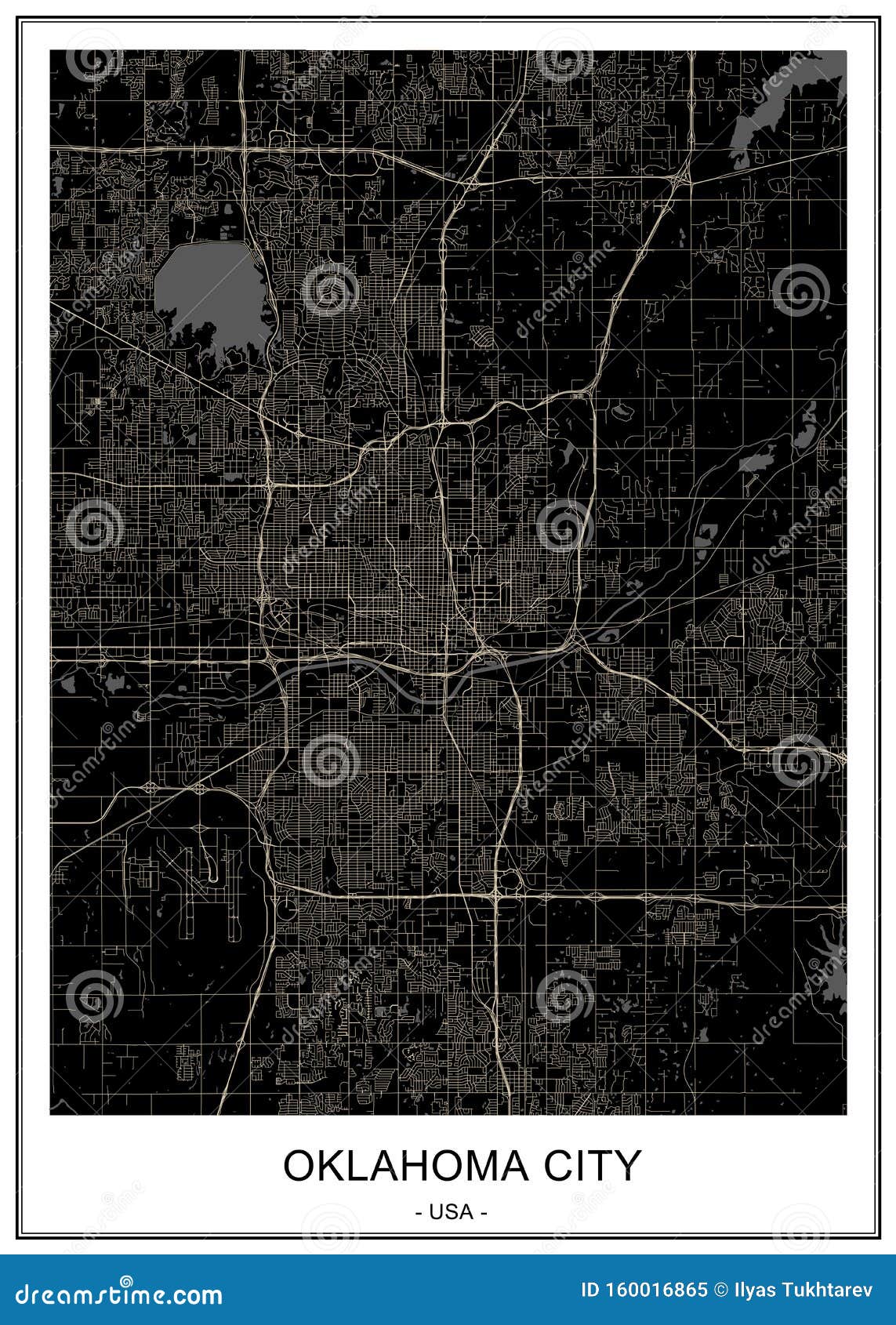 Mapa De La Ciudad De Oklahoma, Oklahoma City, EE.UU. Stock de ...