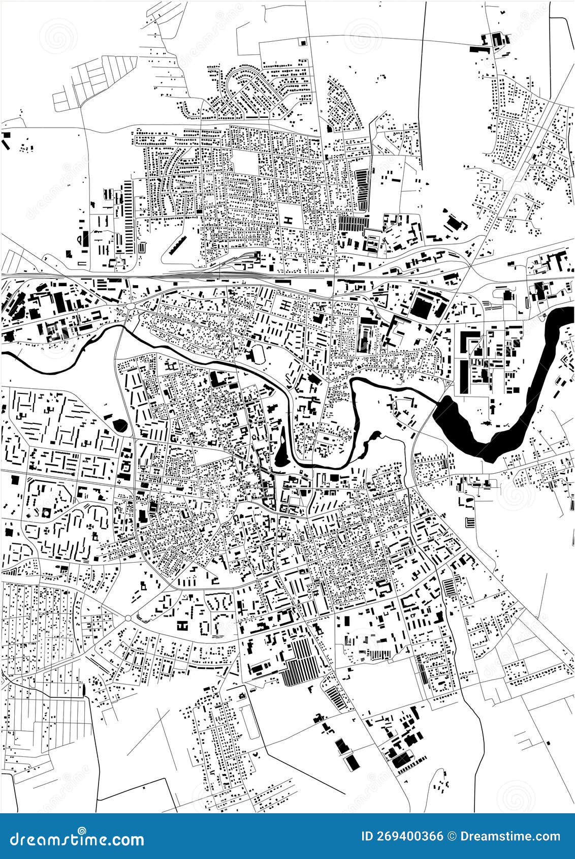 Mapa De La Ciudad De Panevezys Lithuania Ilustración del Vector ...