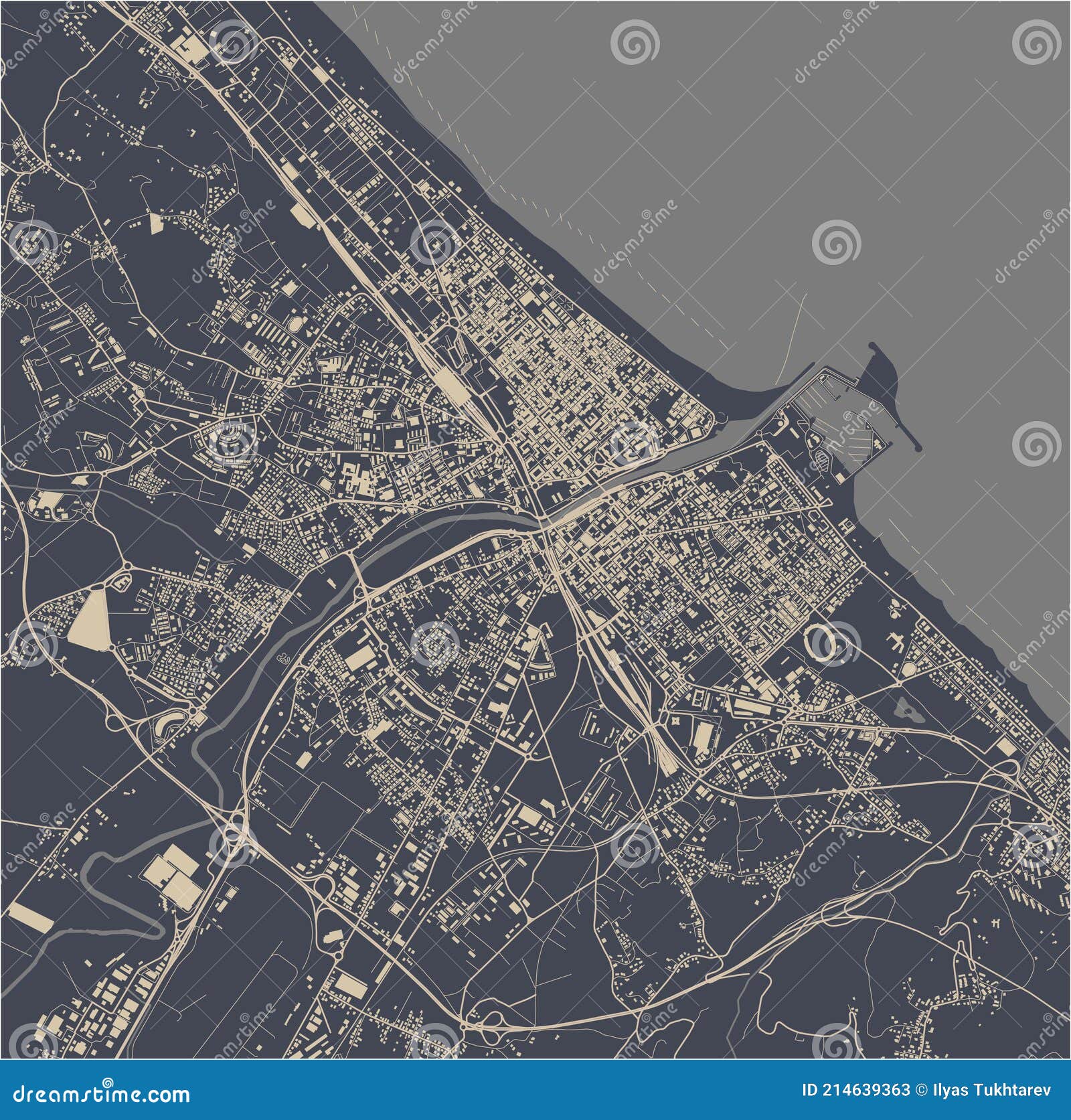 Mapa De La Ciudad De Pescara Abruzzo Italia Ilustración del Vector ...