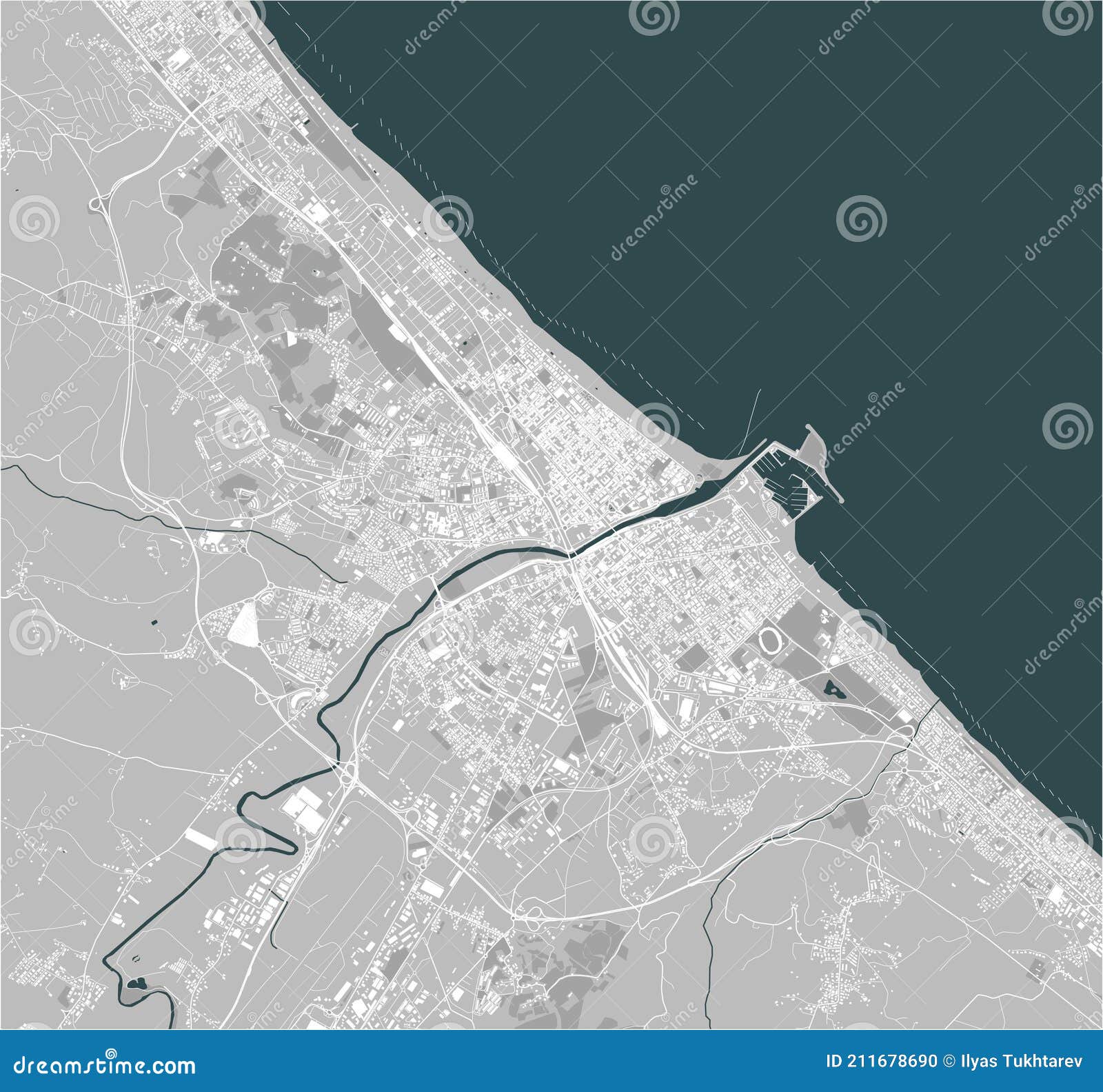 Mapa De La Ciudad De Pescara Abruzzo Italy Stock de ilustración ...
