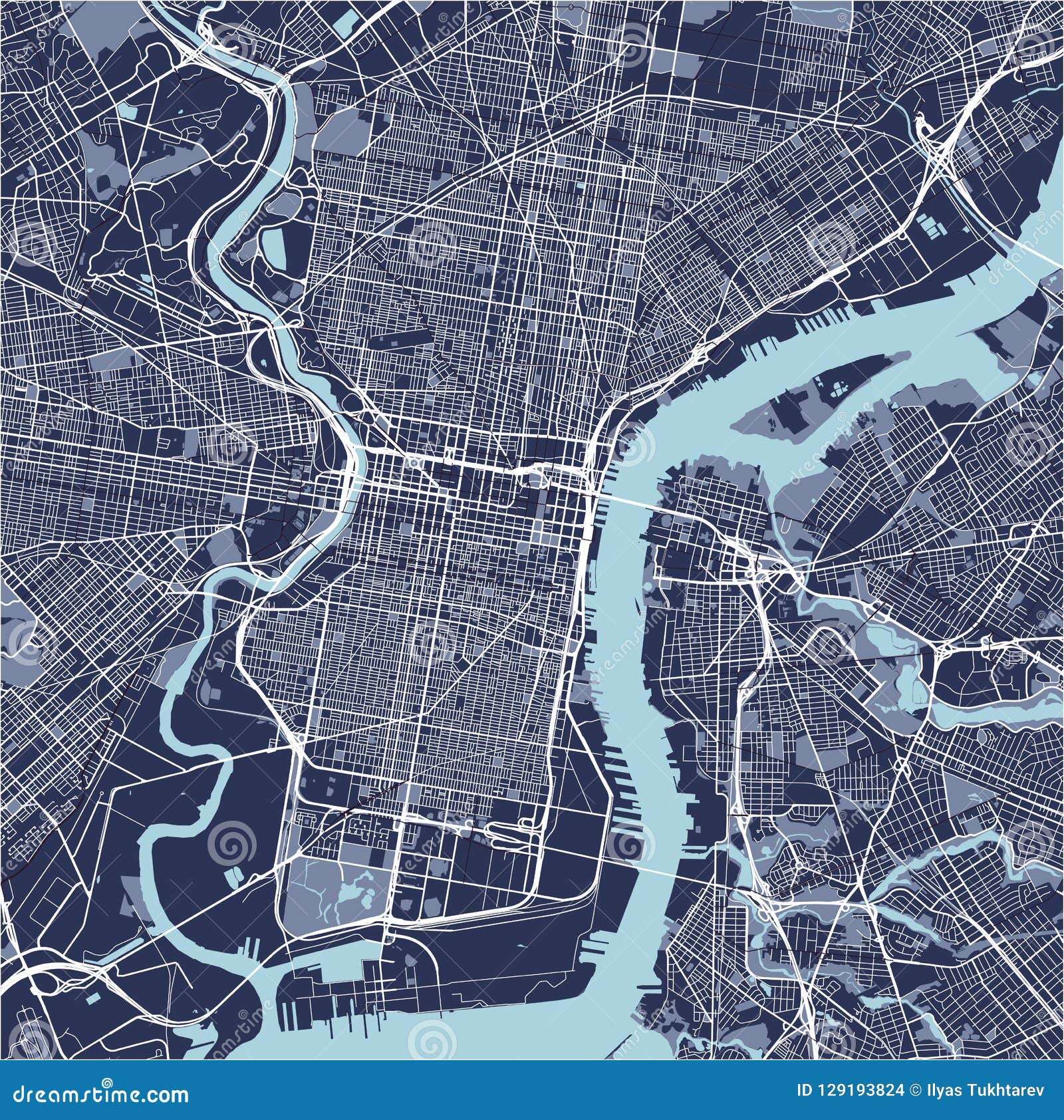 Mapa De La Ciudad De Philadelphia, Pennsylvania, Los E.E.U.U ...
