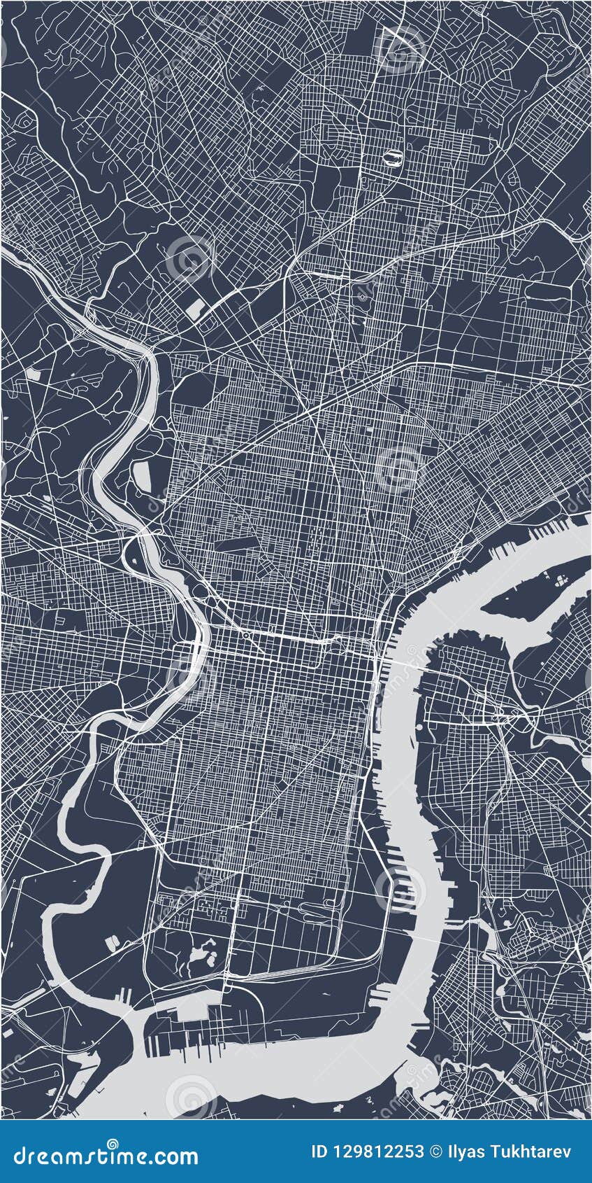 Mapa De La Ciudad De Philadelphia, Pennsylvania, Los E.E.U.U. Stock de ...
