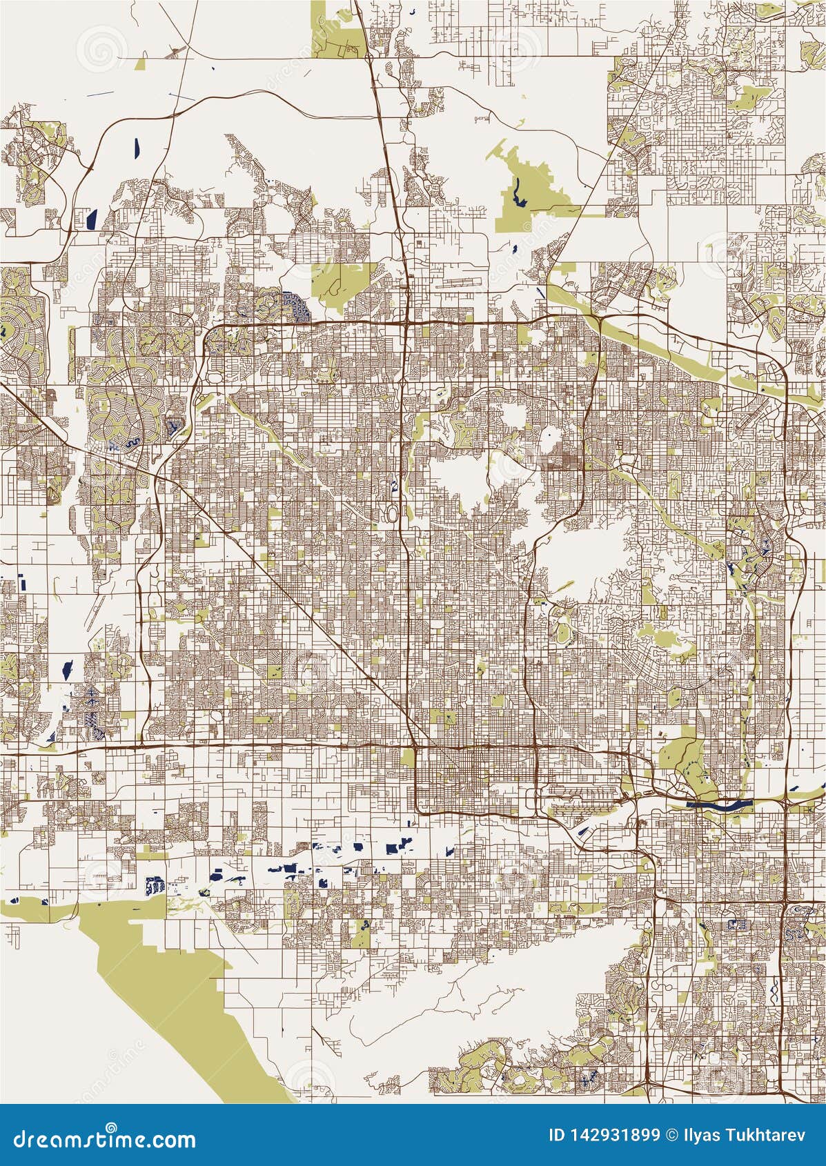 Mapa De La Ciudad De Phoenix, Arizona, Los E.E.U.U. Stock de ...