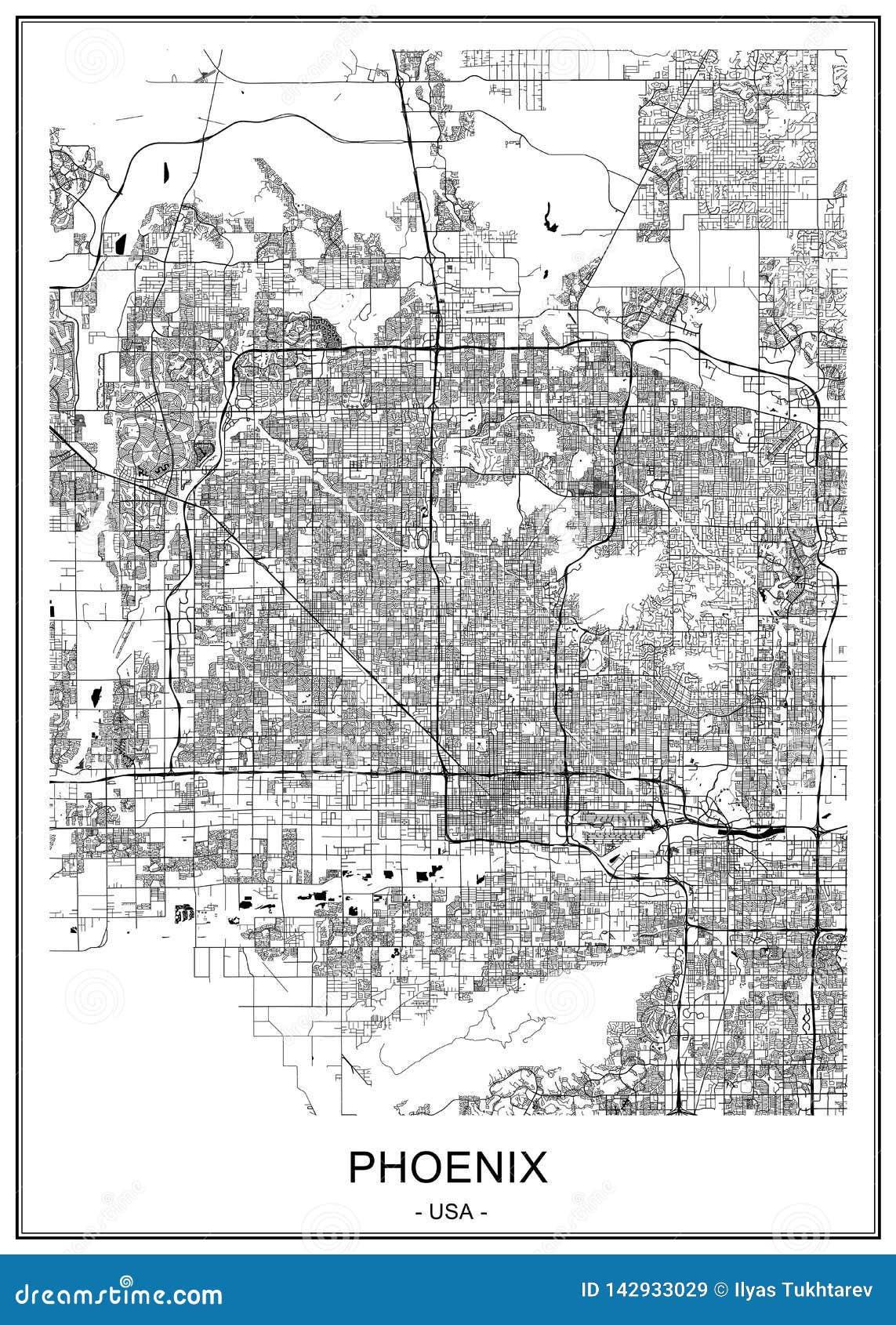 Mapa De La Ciudad De Phoenix, Arizona, Los E.E.U.U. Stock de ...