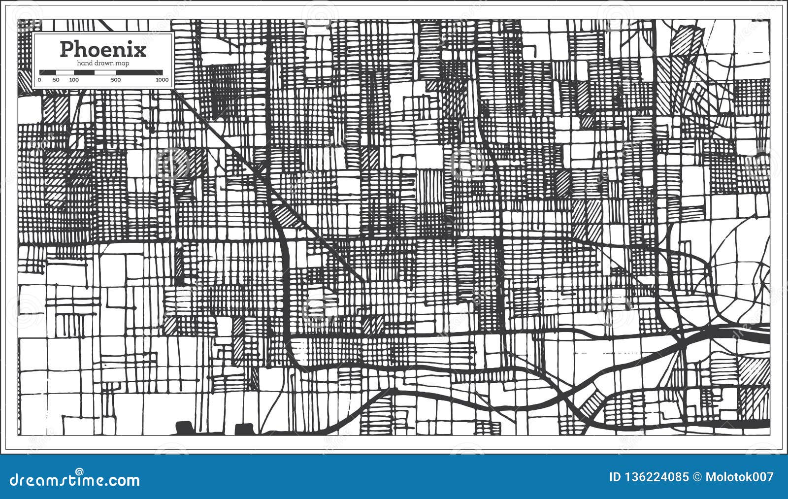 Mapa De La Ciudad De Phoenix Los E.E.U.U. En Estilo Retro Ejemplo ...