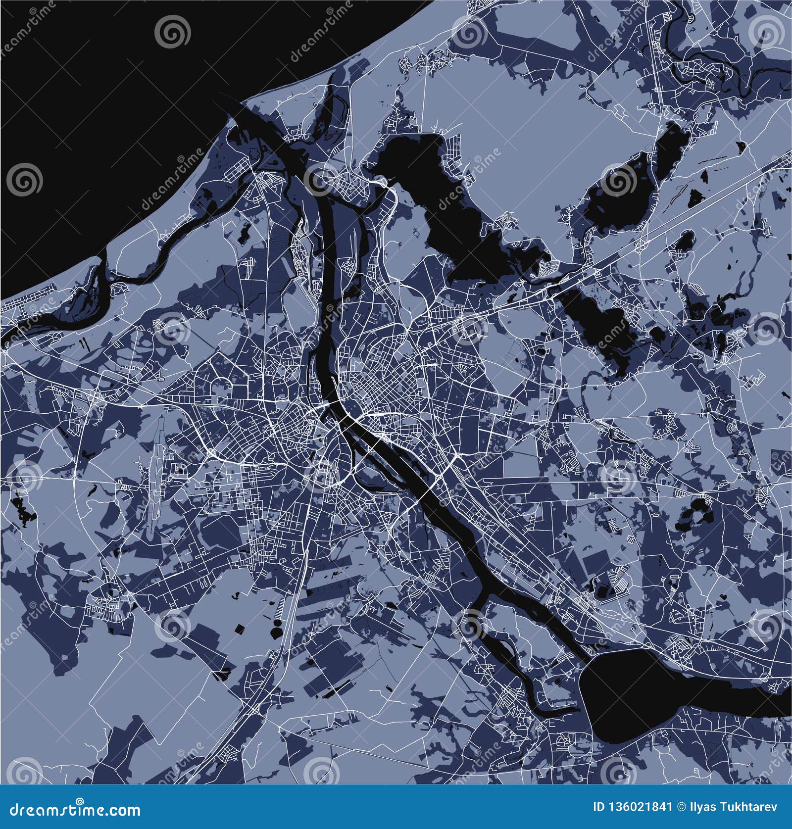 Mapa De La Ciudad De Riga, Letonia Stock de ilustración - Ilustración ...
