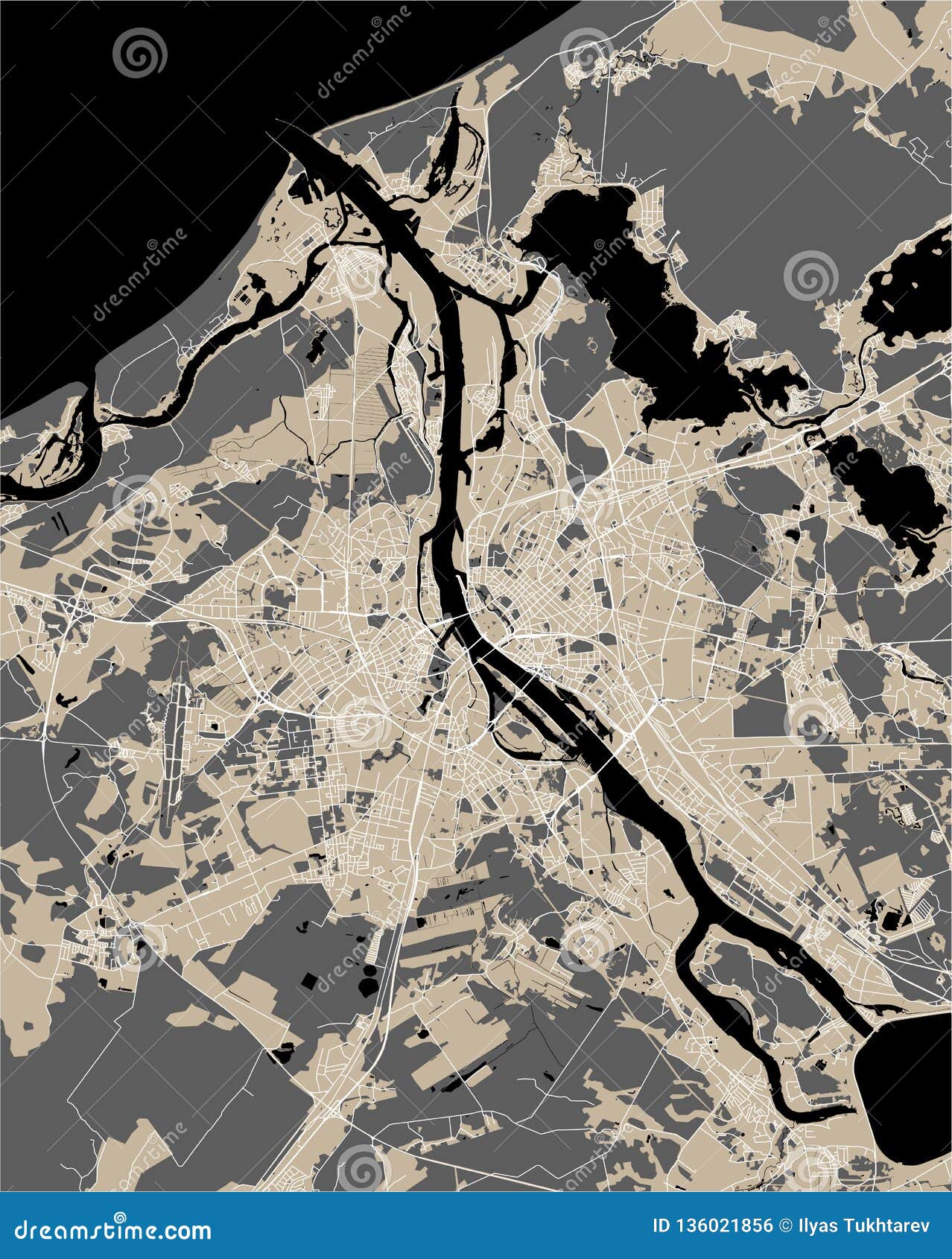 Mapa De La Ciudad De Riga, Letonia Stock de ilustración - Ilustración ...