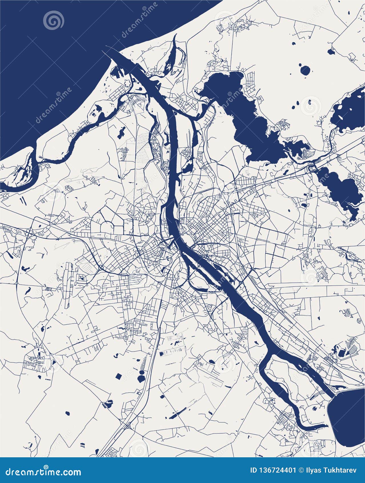 Mapa De La Ciudad De Riga, Letonia Stock de ilustración - Ilustración ...