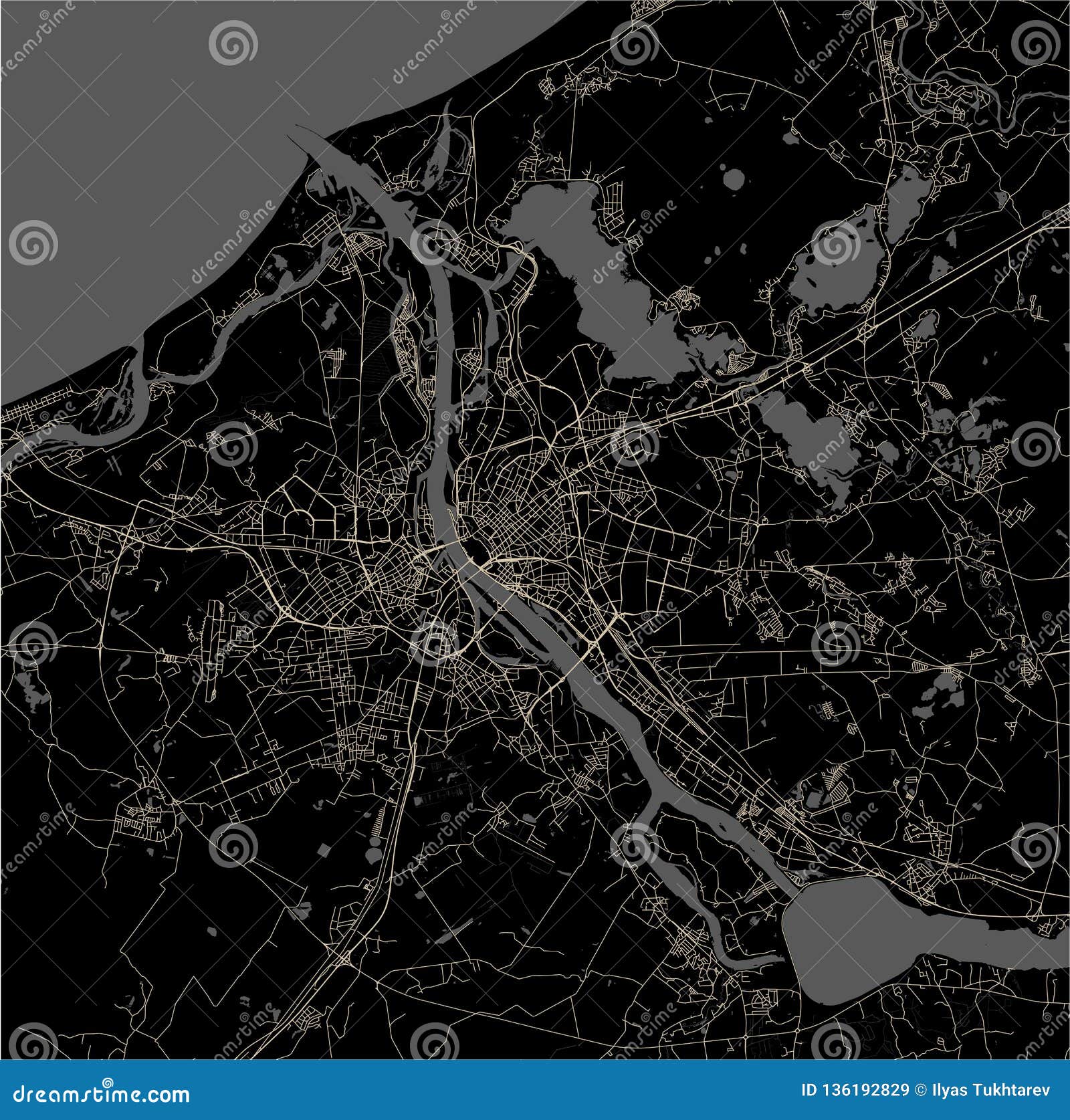Mapa De La Ciudad De Riga, Letonia Stock de ilustración - Ilustración ...